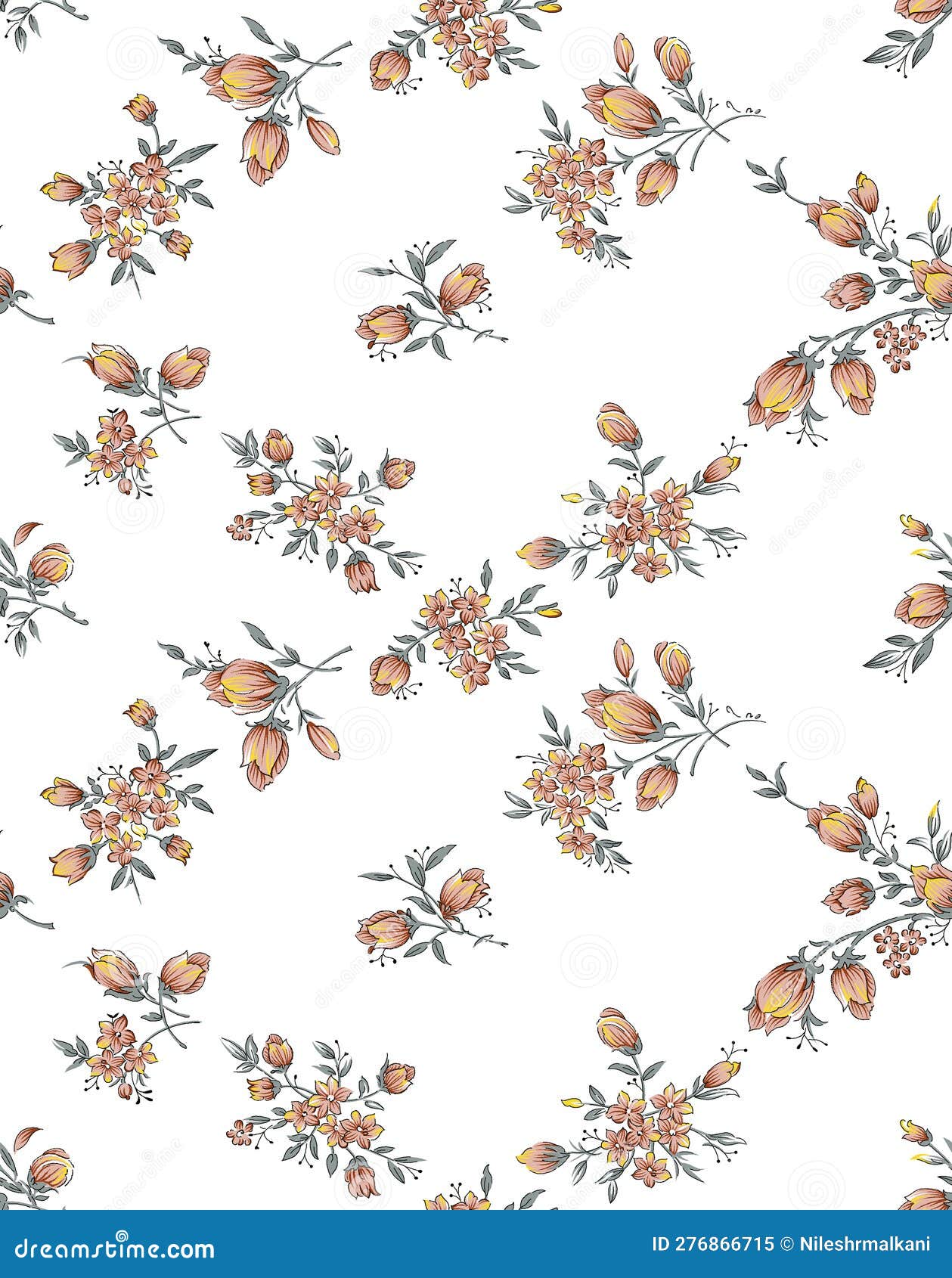 Seamless Small Flower Pattern on White Background Stock Illustration ...