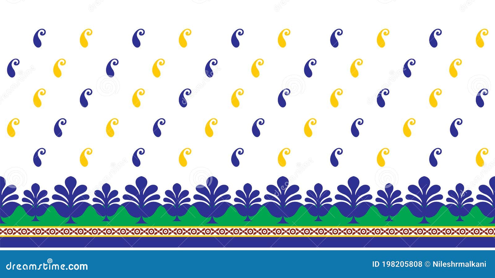 Seamless Small Paisley Border Design Vector Illustration ...