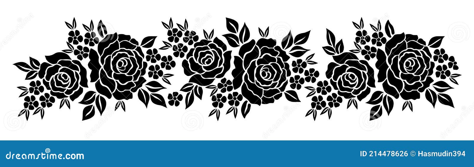 Seamless Small Rose Vector Flower Border Design Stock Vector ...