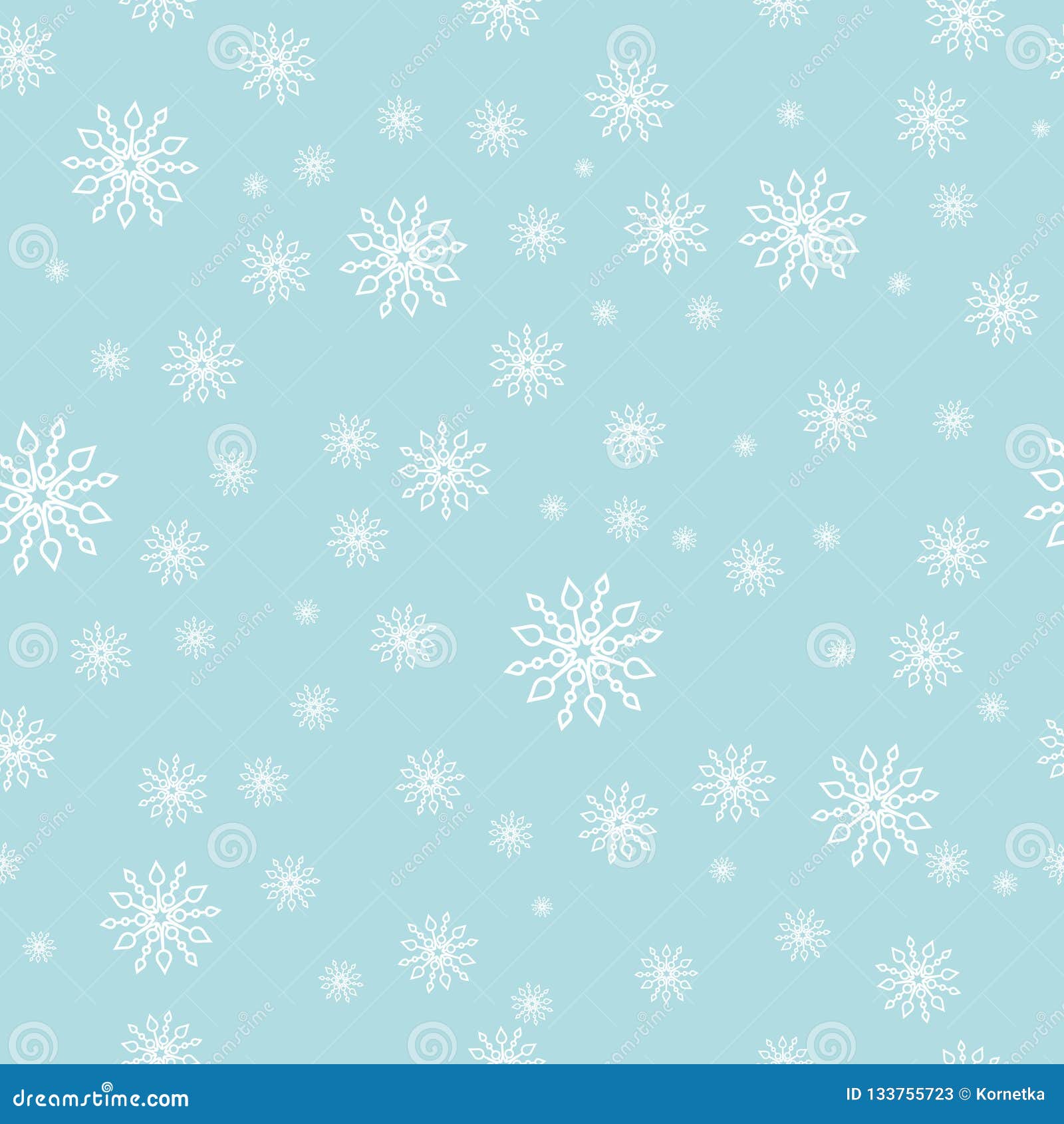 Seamless Snow Pattern. Simple Snowflakes on a Light Blue Background ...