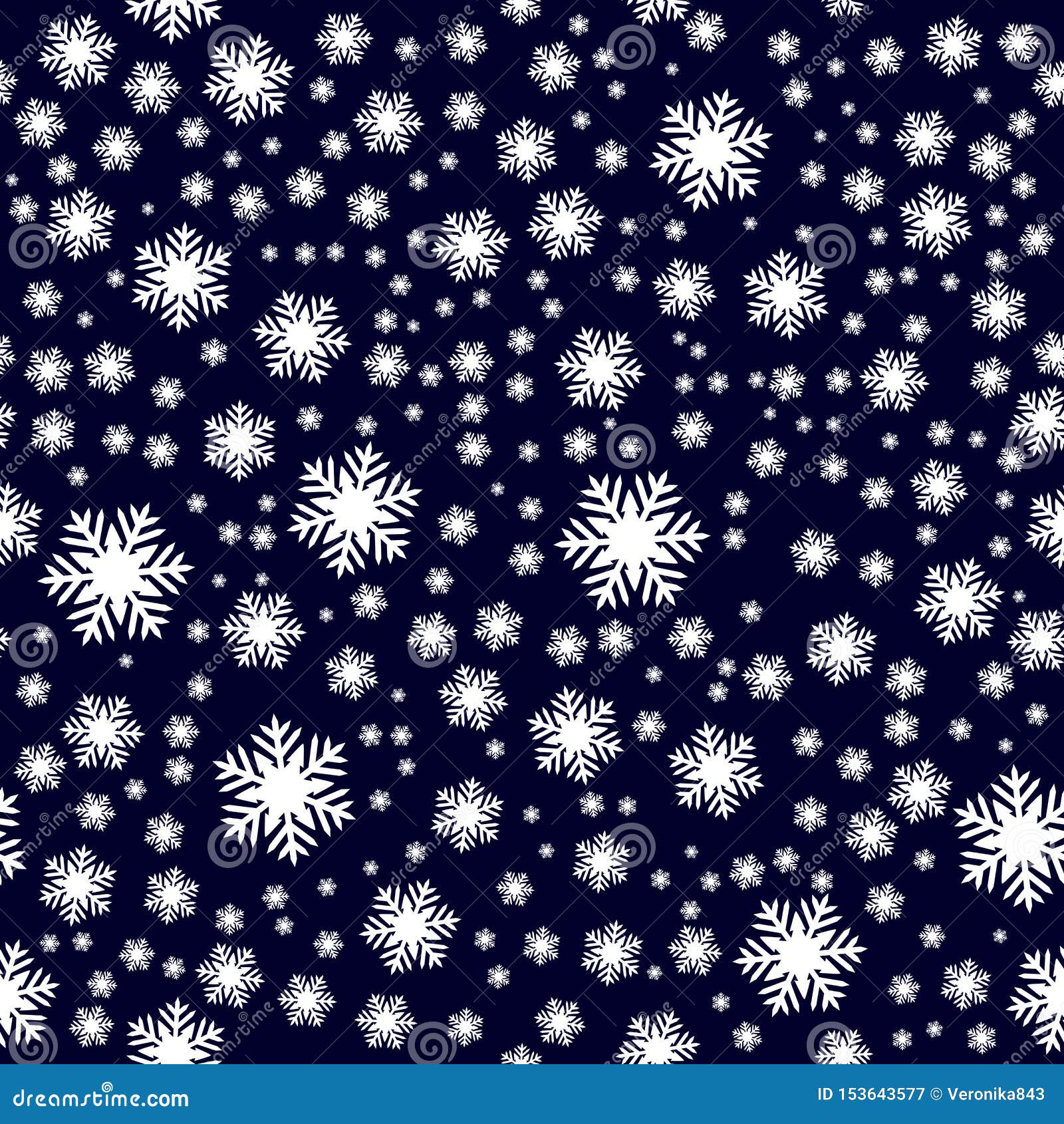 Seamless Snowflake Pattern Dark Blue Background. Vector Illustration ...