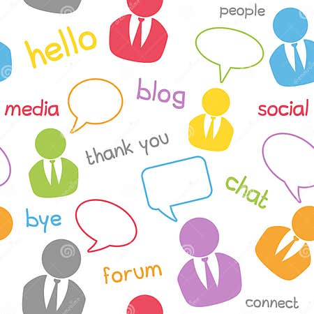 Seamless Social Media Pattern Stock Vector - Illustration of global ...