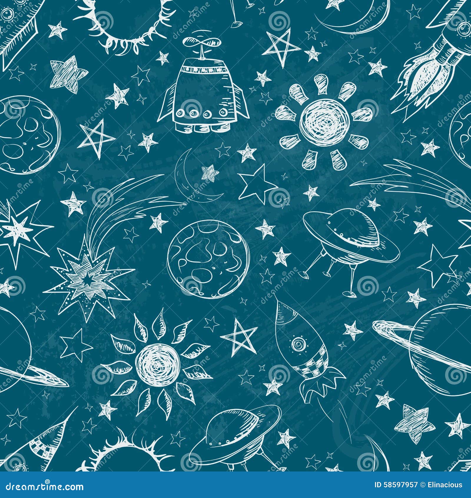 Seamless space pattern. stock vector. Illustration of design - 58597957