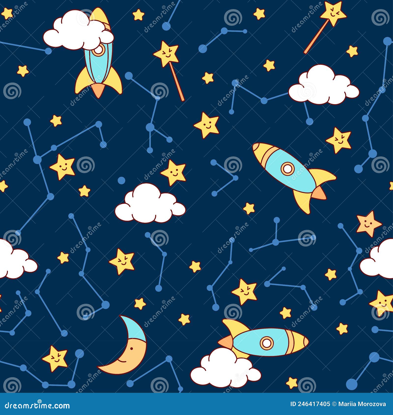 Seamless space pattern stock vector. Illustration of paper - 246417405