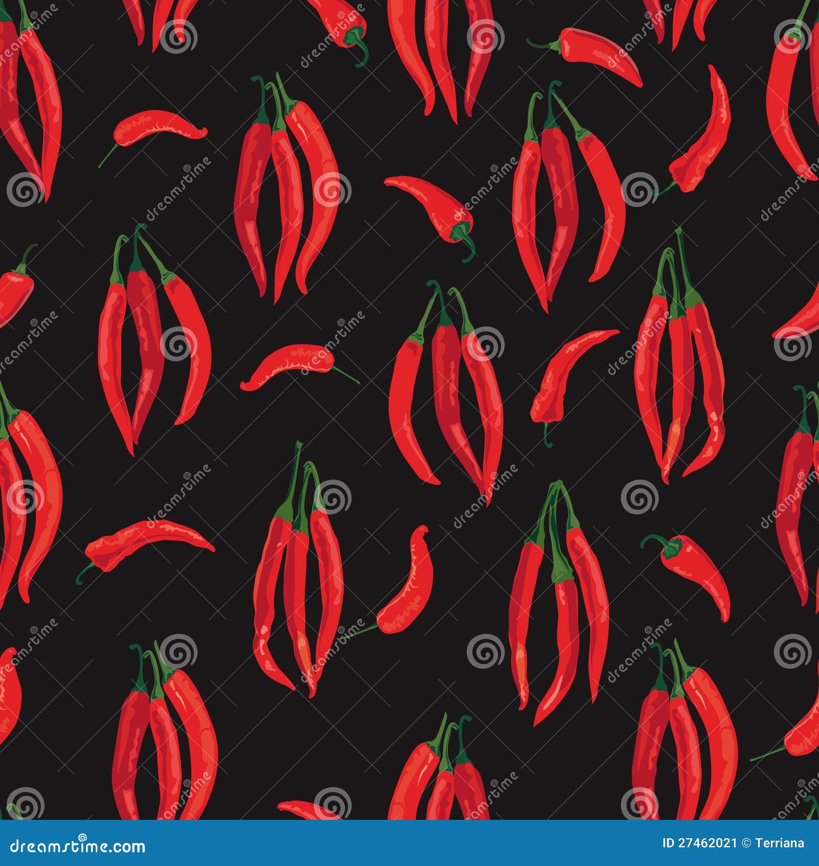Seamless Spice Pattern with Hot Chilly Pepper Stock Vector ...