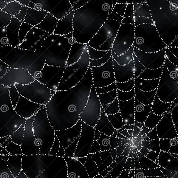 A Seamless Spider Web Pattern with Realistic Textures and Glowing Dew ...