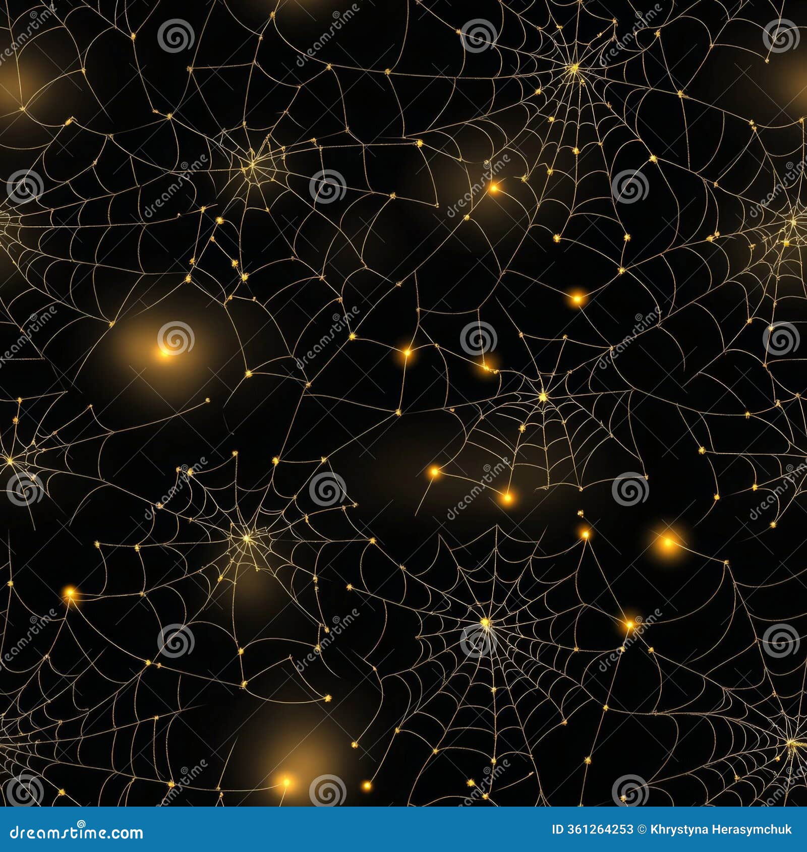 A Seamless Spider Web Pattern with Realistic Textures and Glowing Dew ...