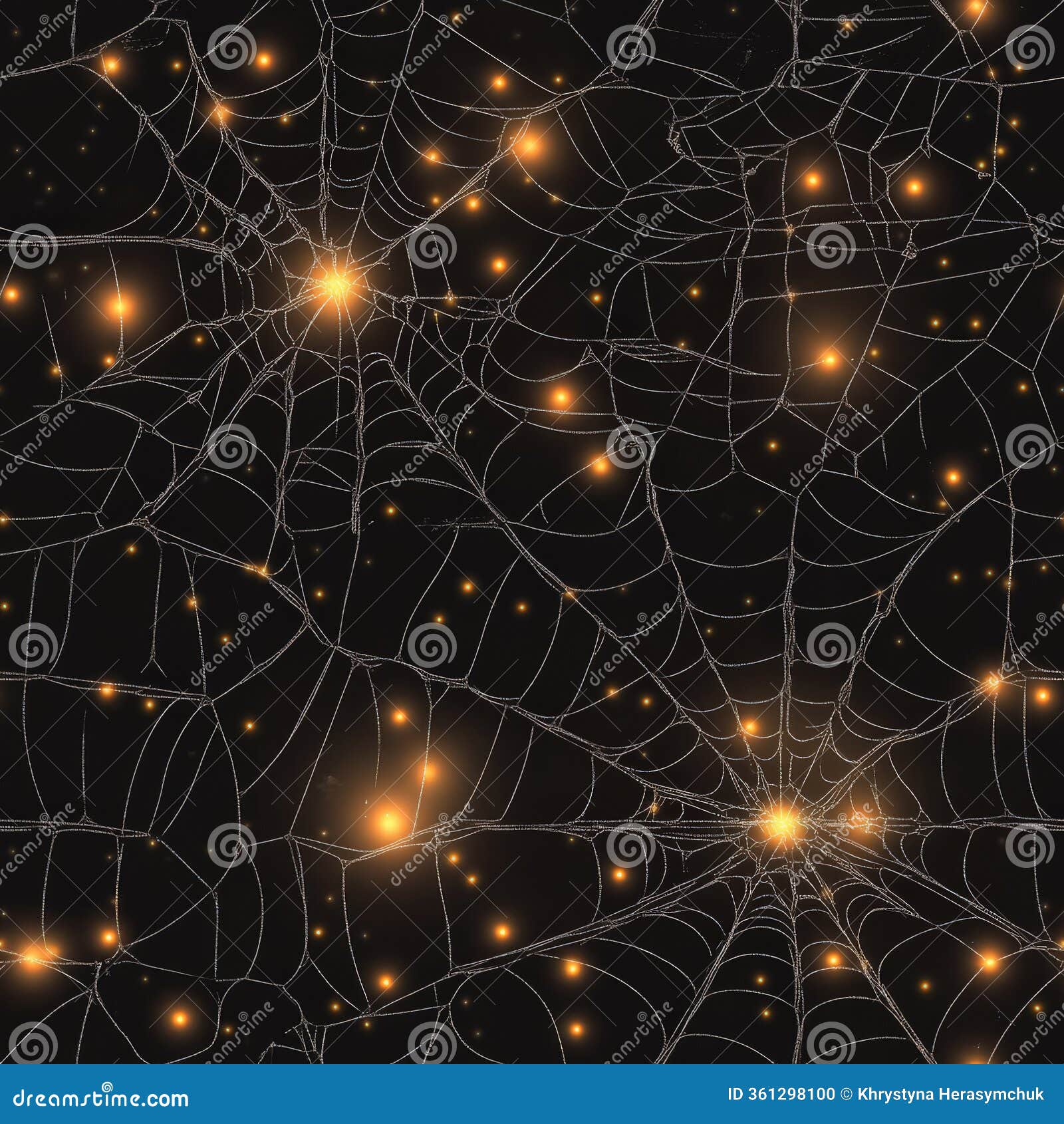 A Seamless Spider Web Pattern with Realistic Textures and Glowing Dew ...