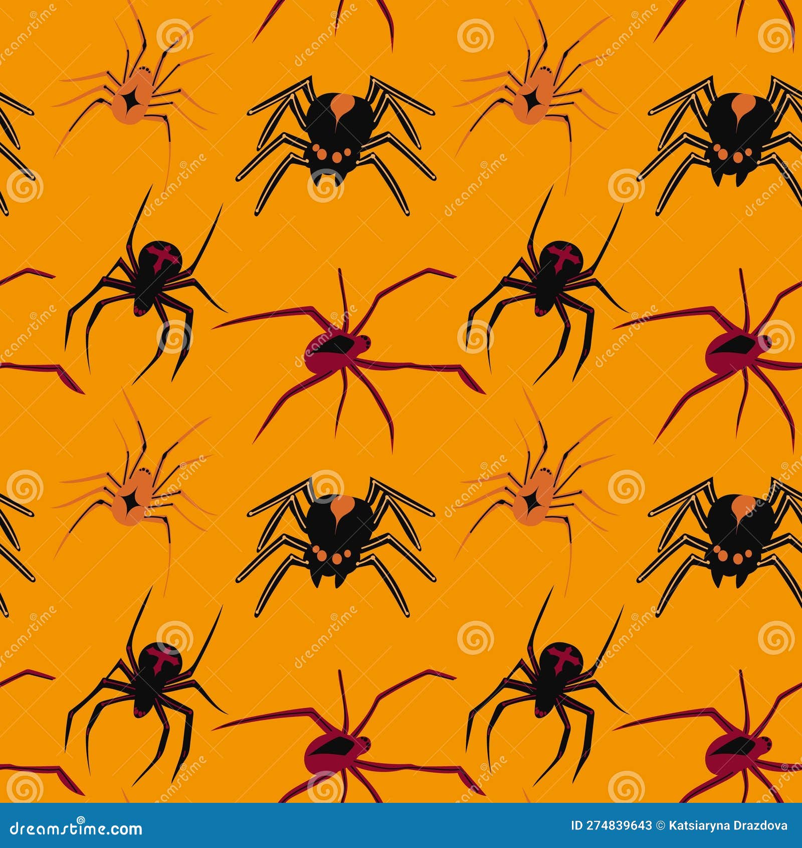 Seamless Spiders Background. Dangerous Spiders Vector Background ...