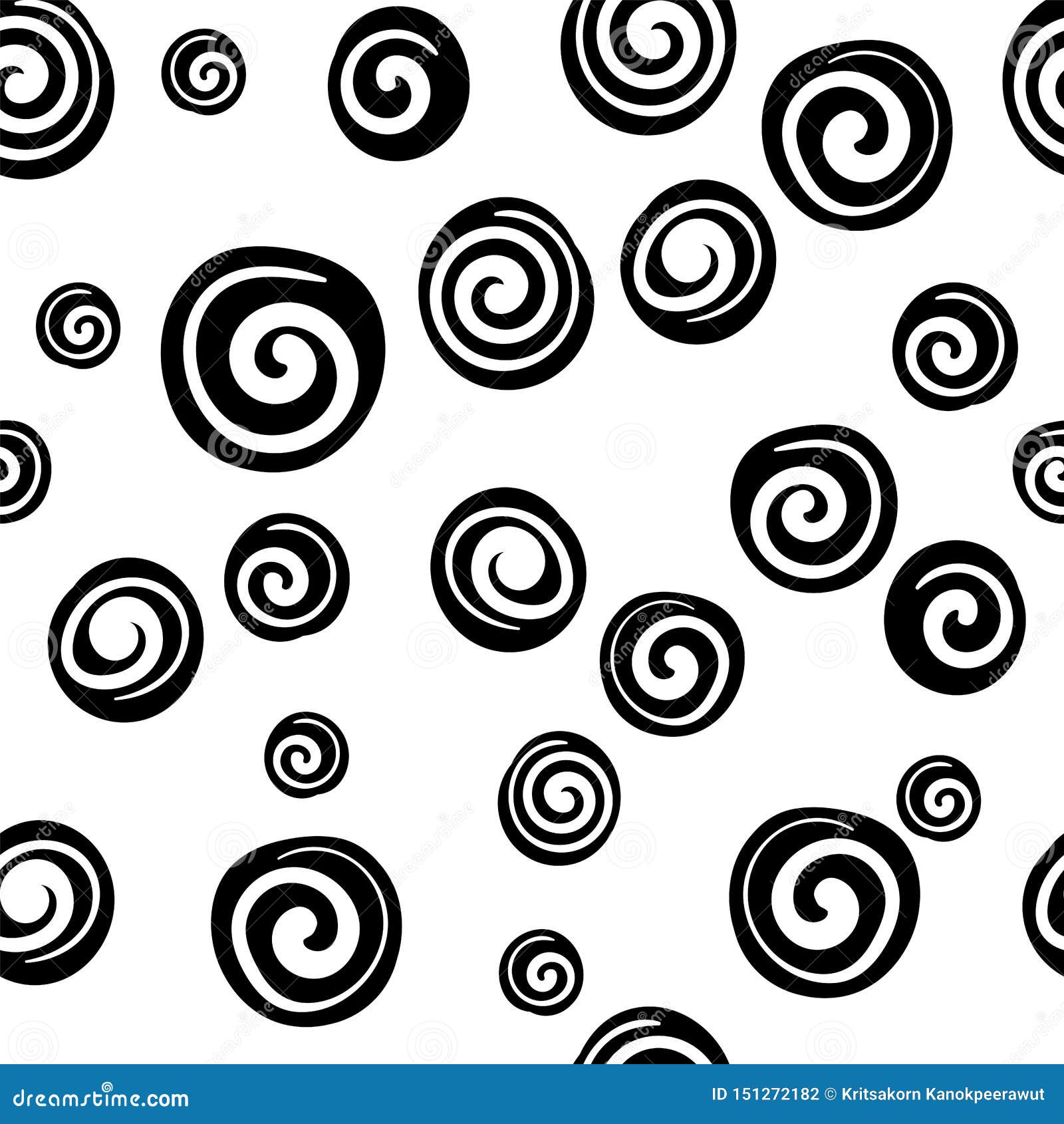 Seamless Spiral Circle Pattern, Abstrack Doodle Wall Art Stock Vector ...