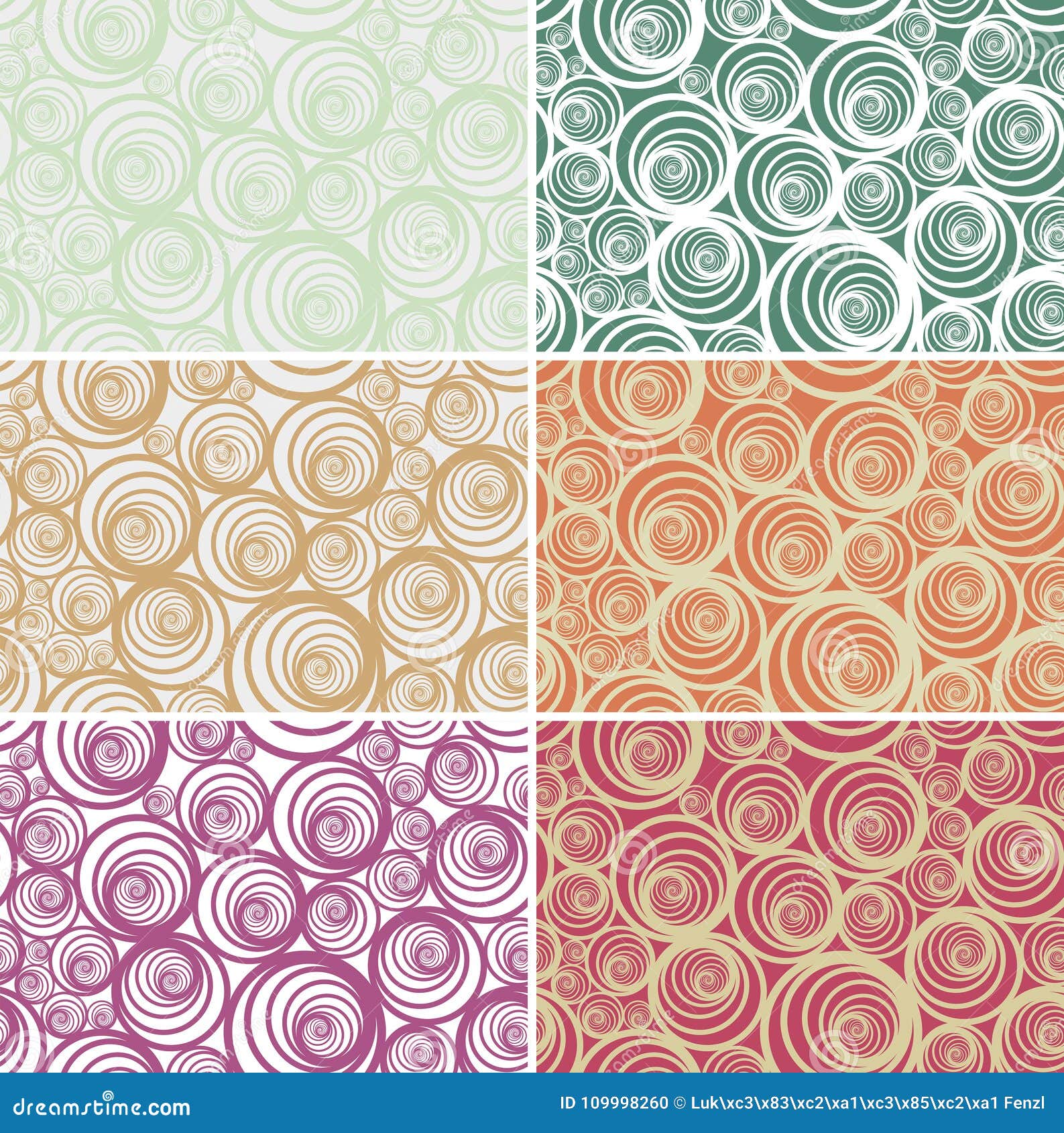 Seamless Spiral Vector Pattern in Light Various Colors Stock Vector ...