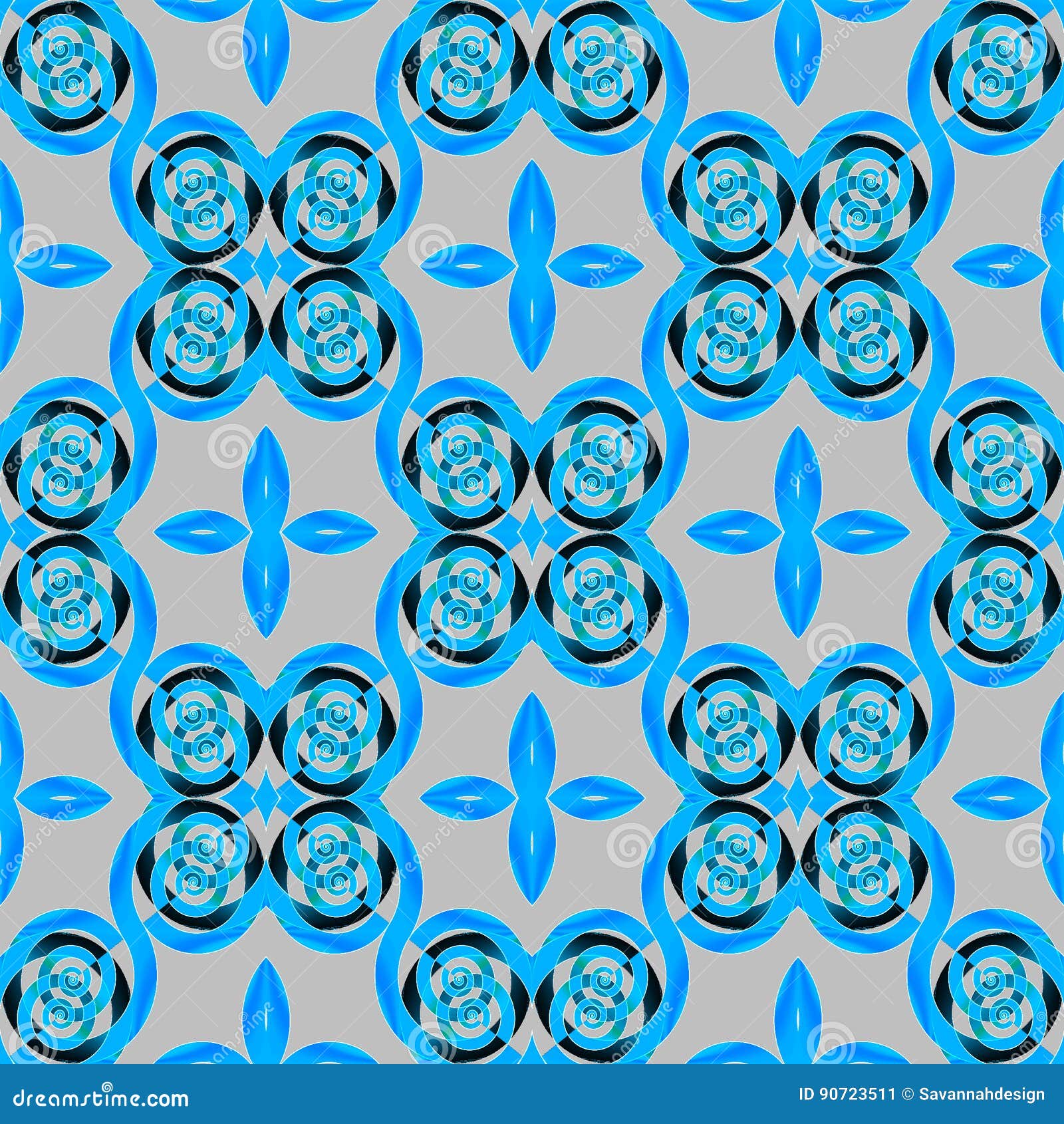 Seamless Spirals Pattern Blue Black Gray Stock Illustration ...