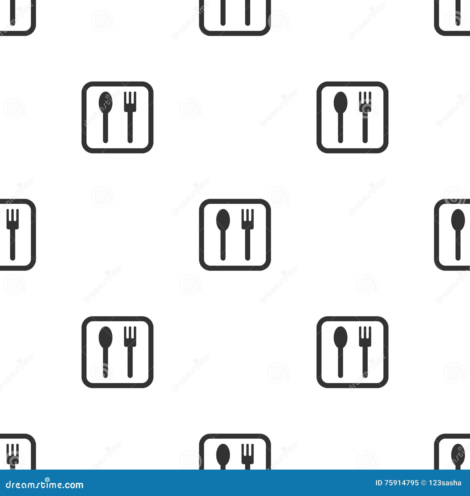 Seamless Spoon and Fork Pattern Stock Vector - Illustration of icon ...