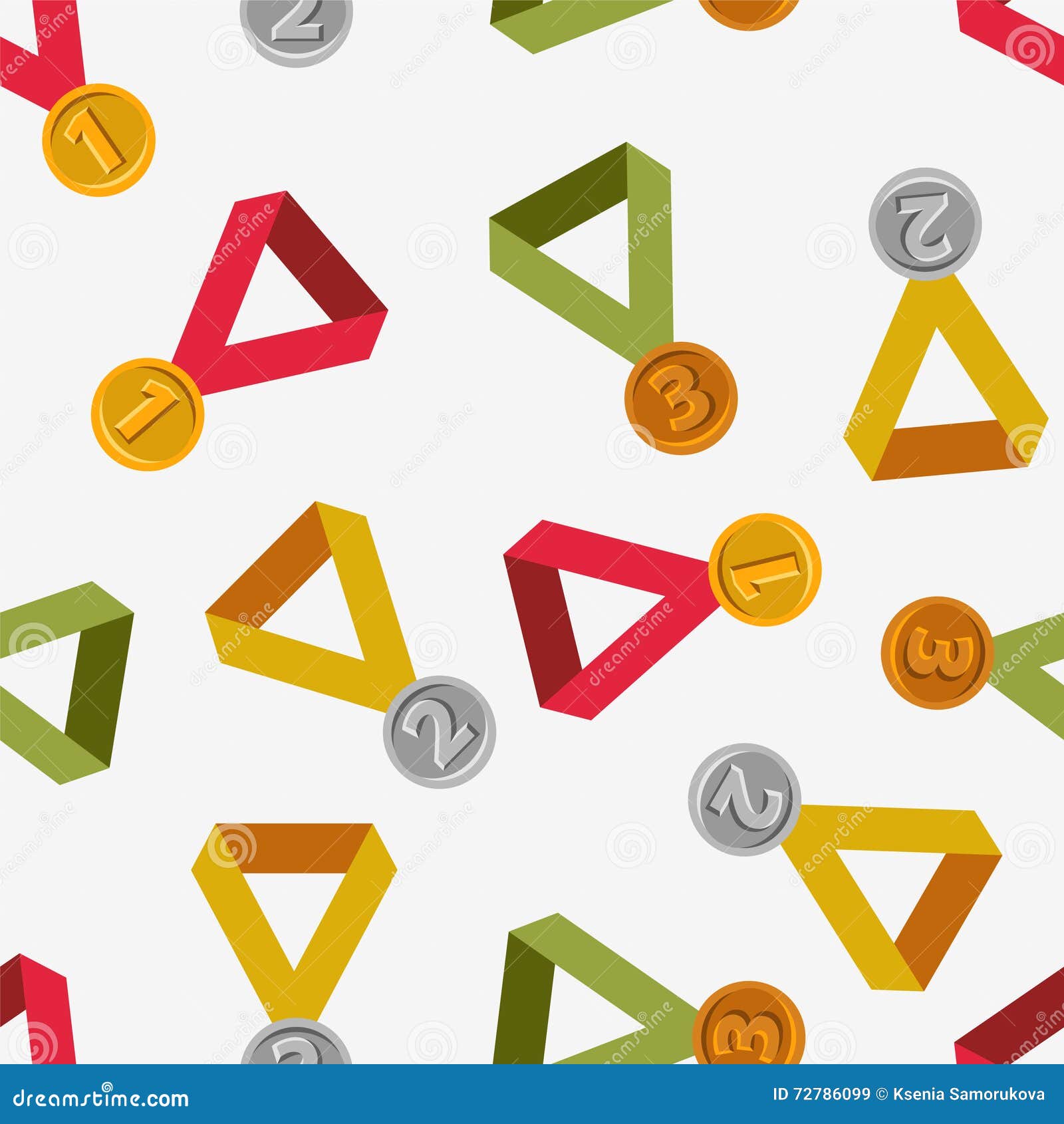 Seamless Sport Pattern - Gold, Silver, Bronze Medals Stock Vector ...