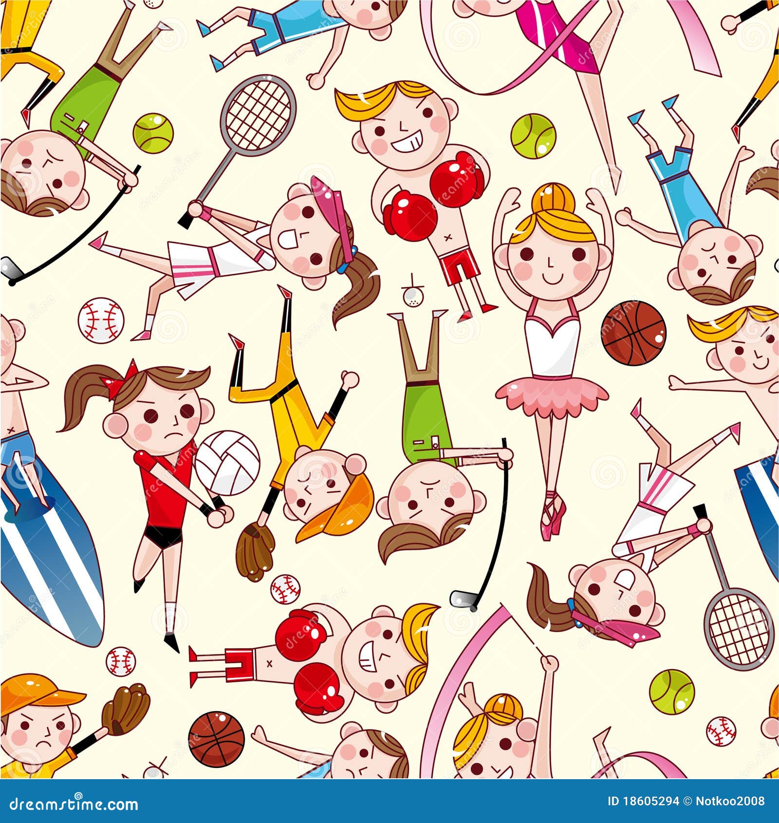 Seamless Sport Player Pattern Stock Vector - Illustration of color ...