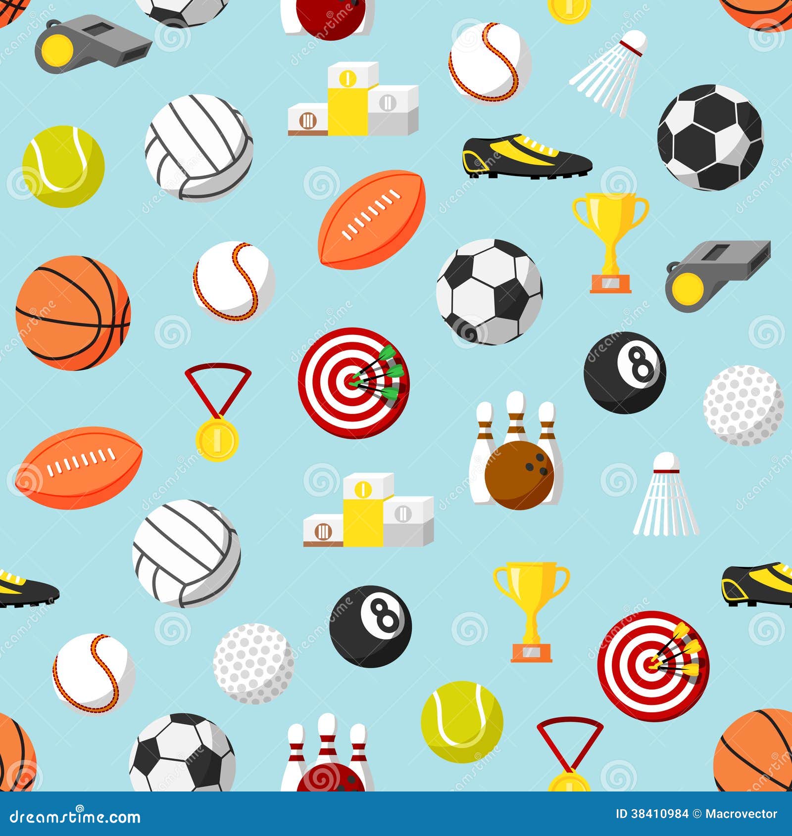 Seamless Sports Blue Pattern, Abstract Football Vector Background ...