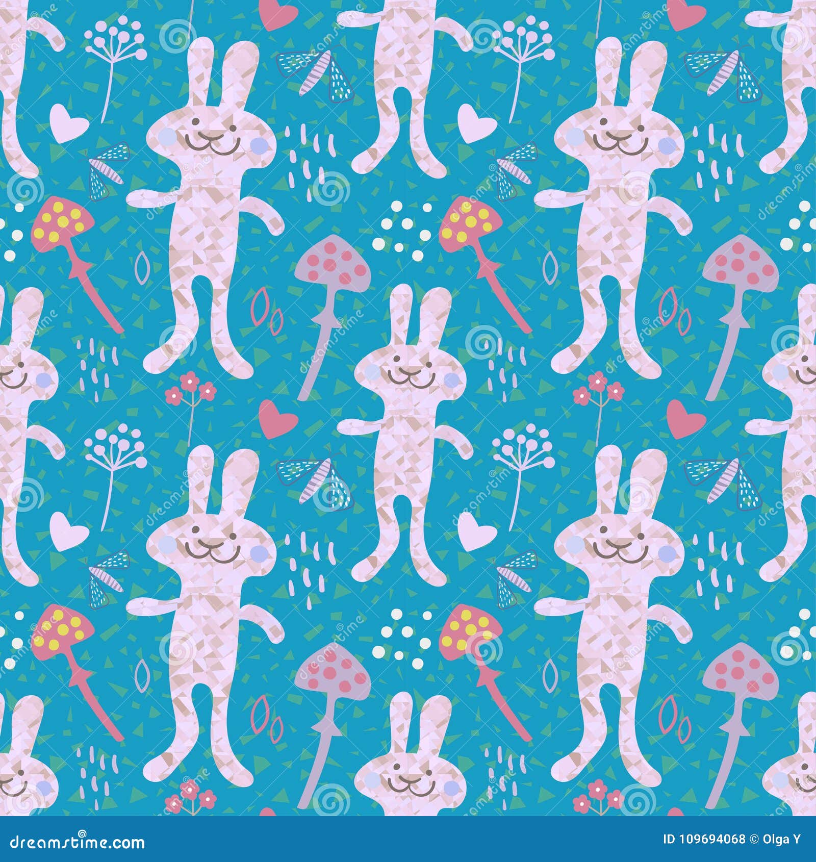 Seamless Spring Bunny Rabbit Pattern Vector Illustration Stock Vector ...