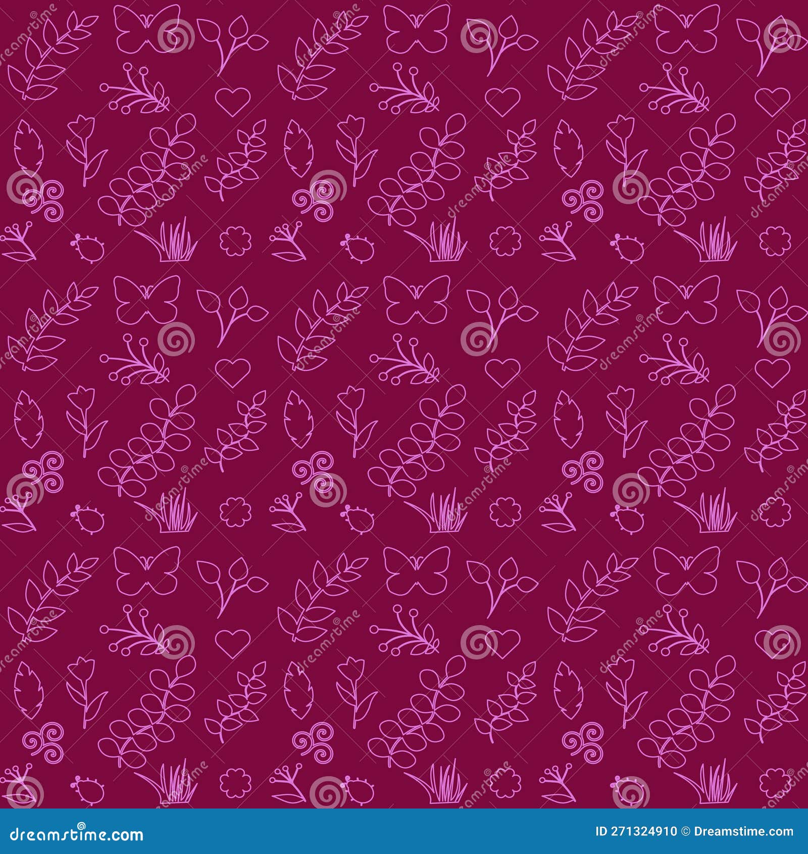 Seamless Spring Delicate Pink Pattern on a Red Background, with Berries ...