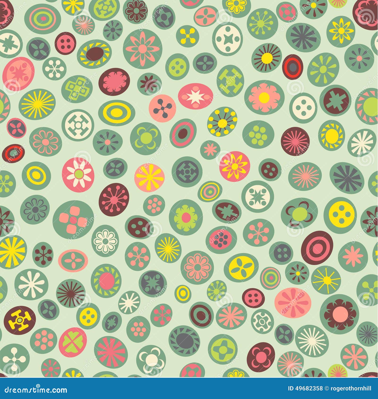 Seamless Spring Fabric Pattern with Flower Spots Stock Vector ...