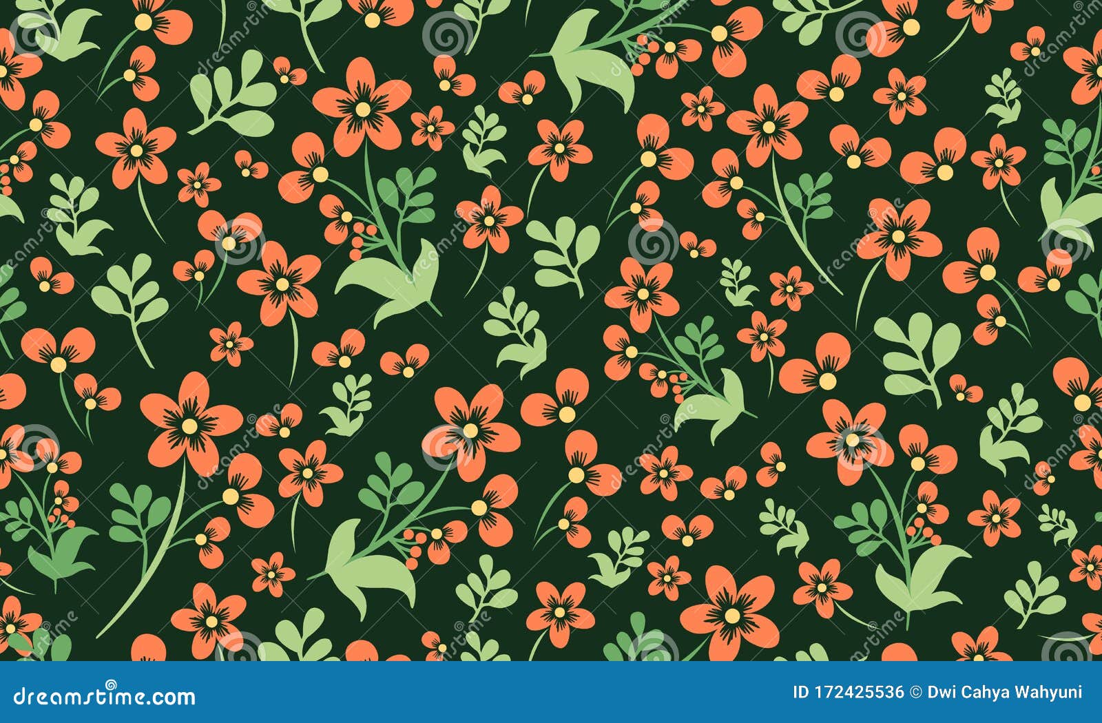 Seamless Spring Flower Pattern Background, with Leaf and Floral Simple ...
