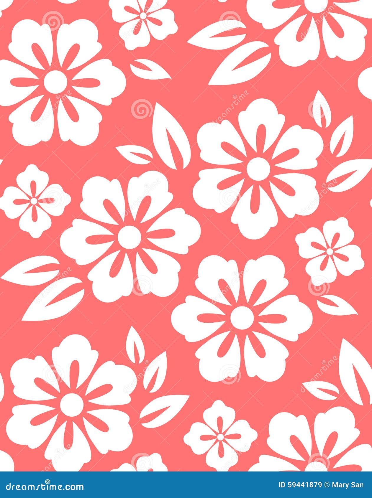 Seamless Spring Flower Pattern on Red Background Stock Illustration ...