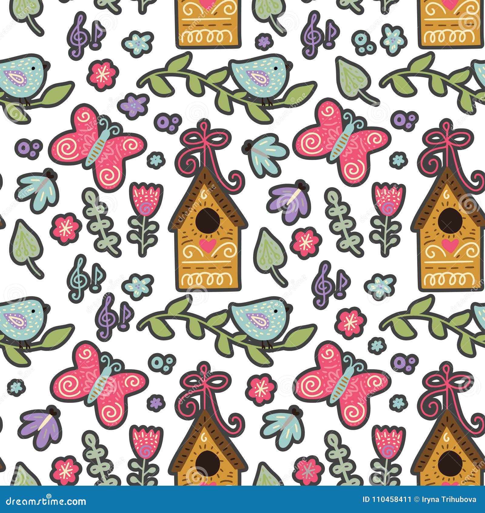 Seamless Spring Vector Pattern. Stock Vector - Illustration of leaf ...