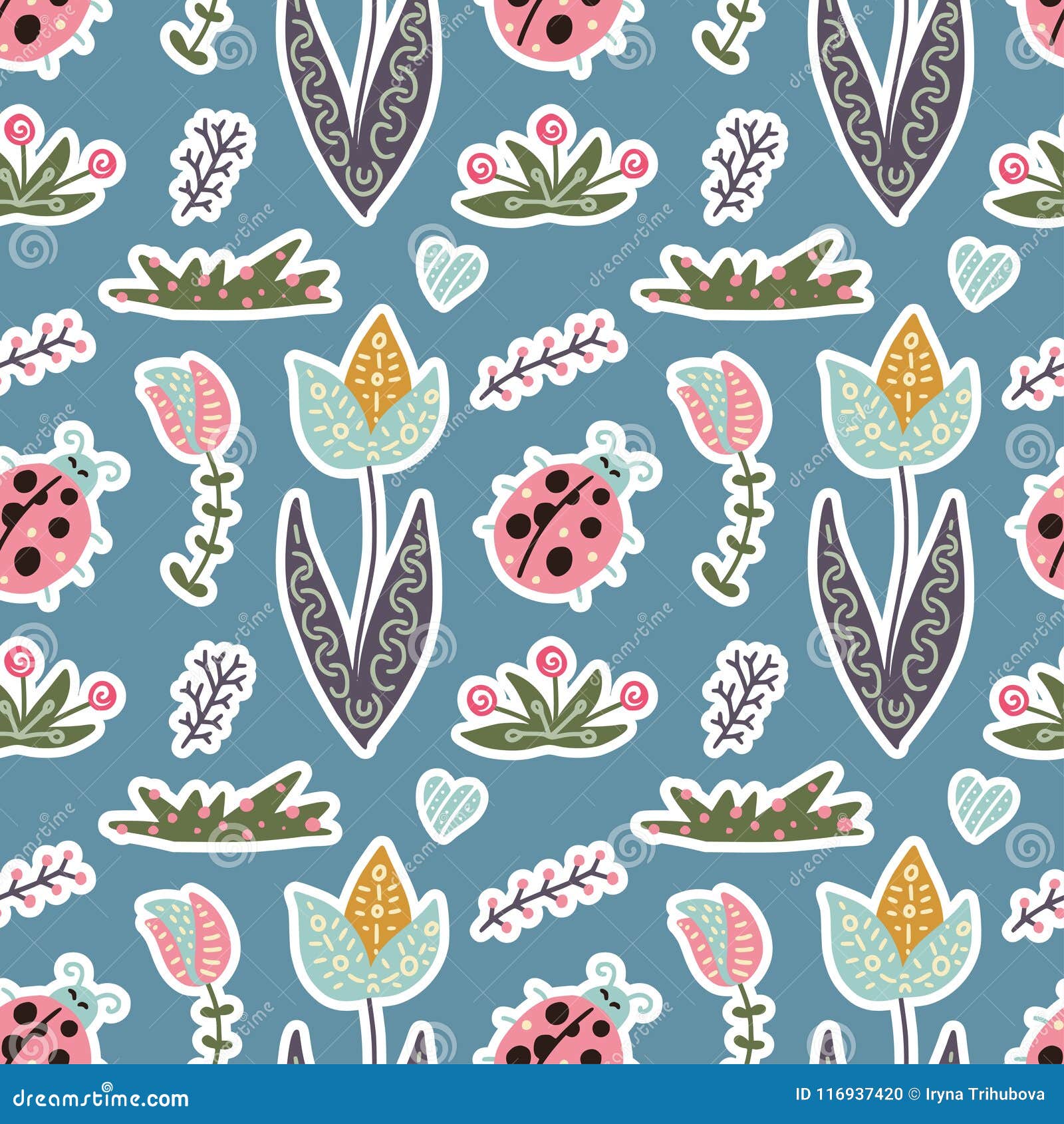 Seamless Spring Vector Pattern. Stock Vector - Illustration of blossom ...