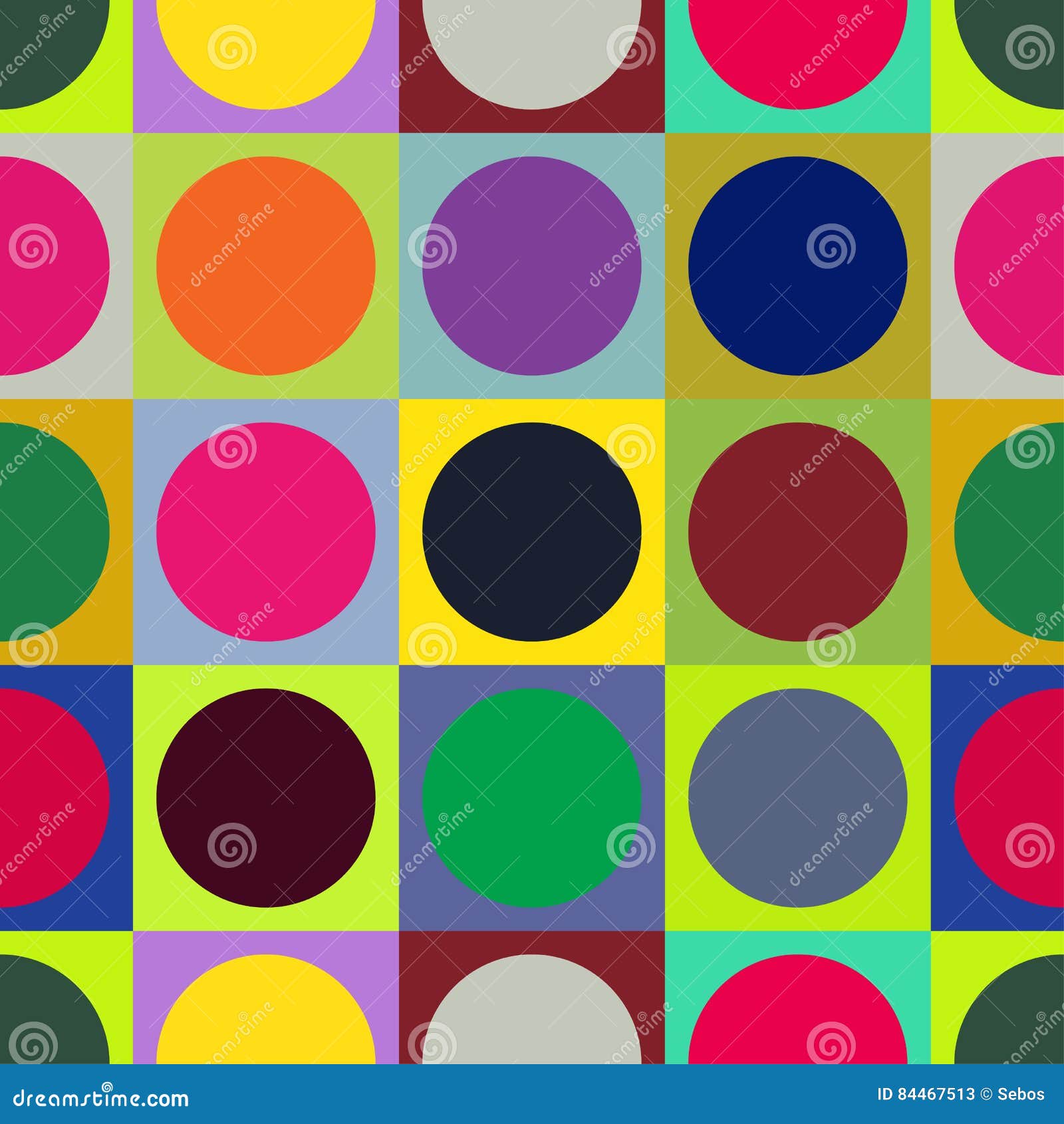 Seamless Square and Circle Pattern. Abstract Colorful Vector Ornament ...