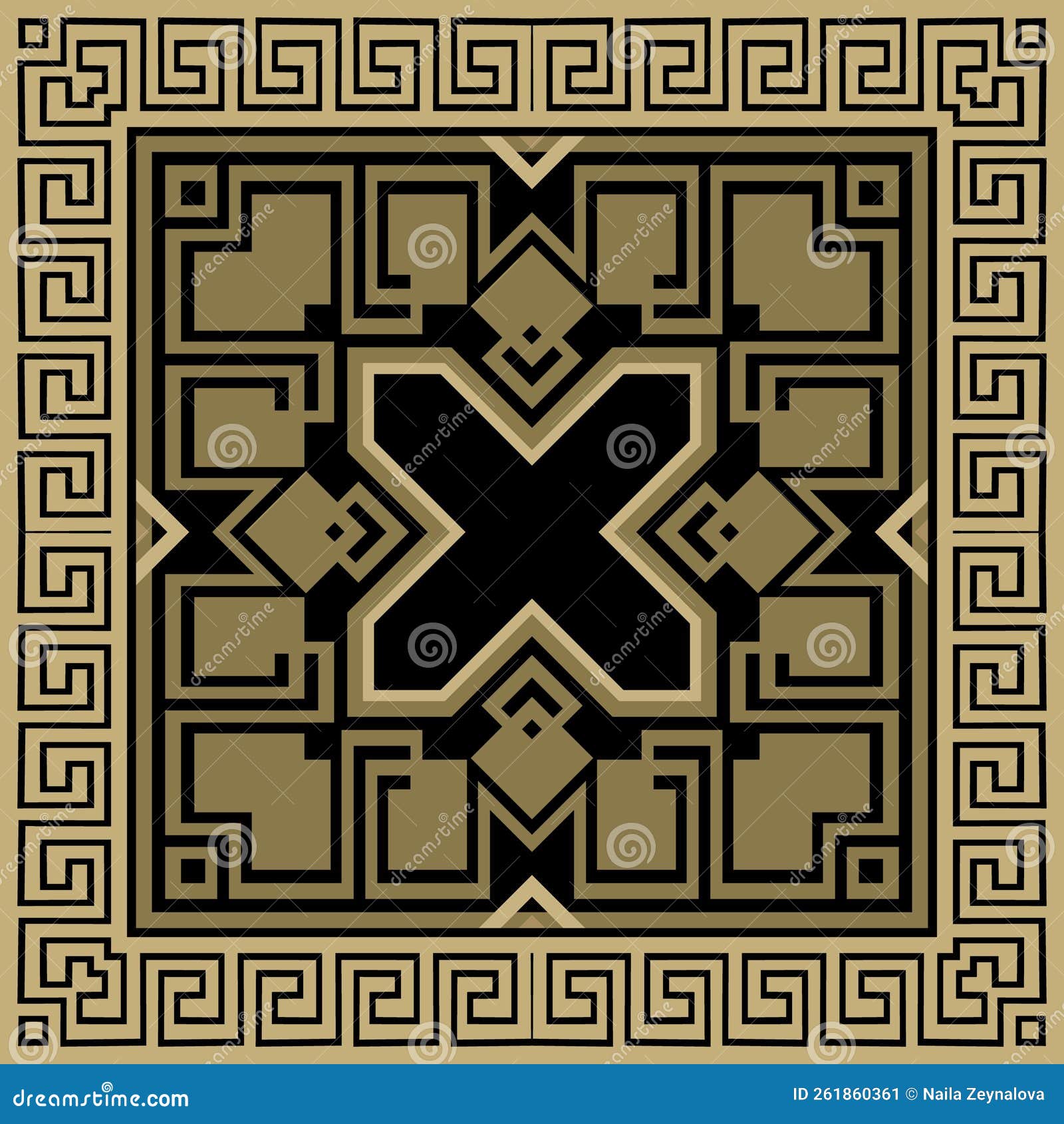 Seamless Square Greek Pattern with Frame. Ornamental Background. Vector ...