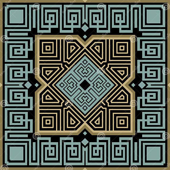 Seamless Square Greek Pattern with Frame. Ornamental Background. Vector ...