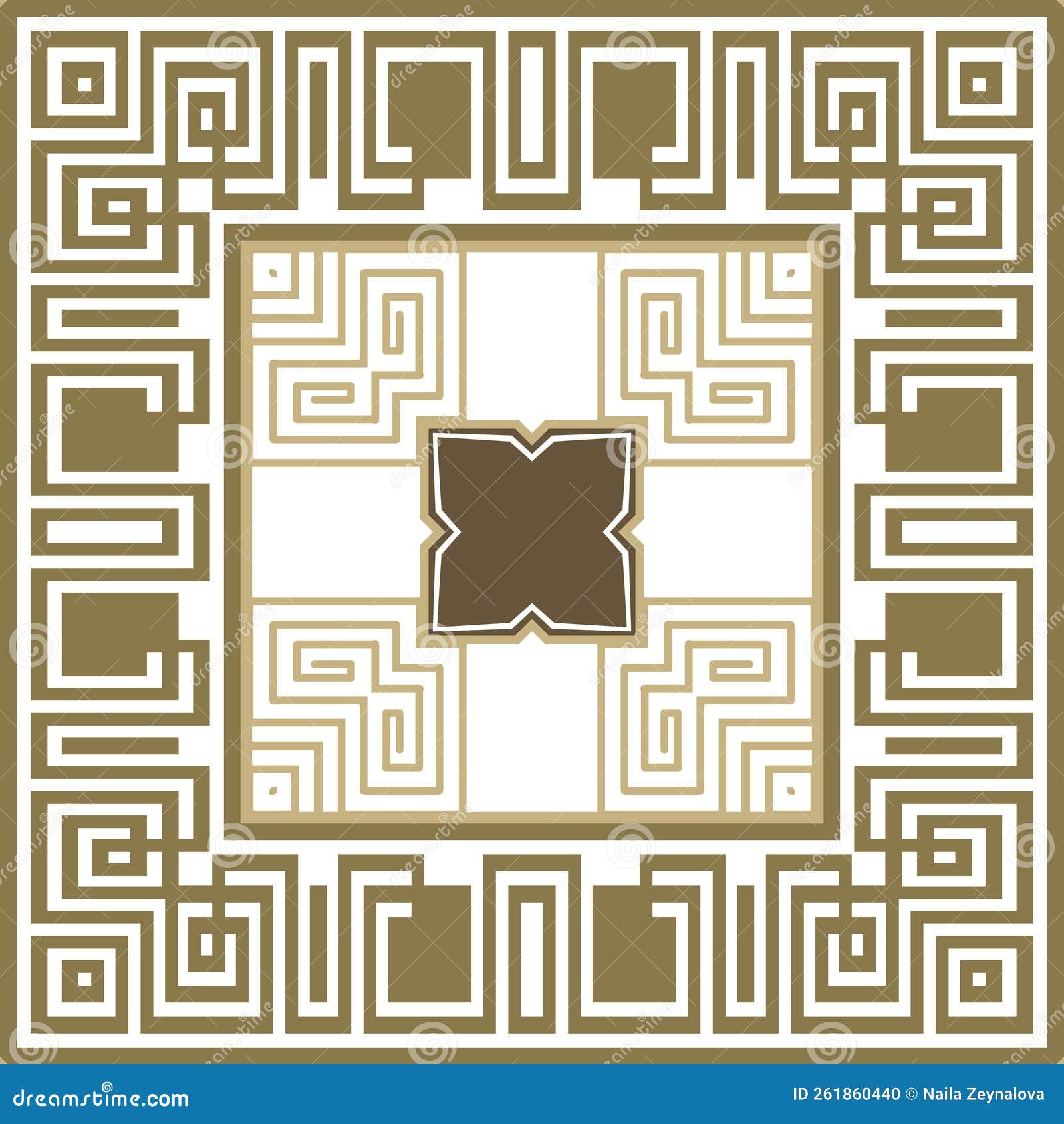Seamless Square Greek Pattern with Frame. Ornamental Background. Vector ...