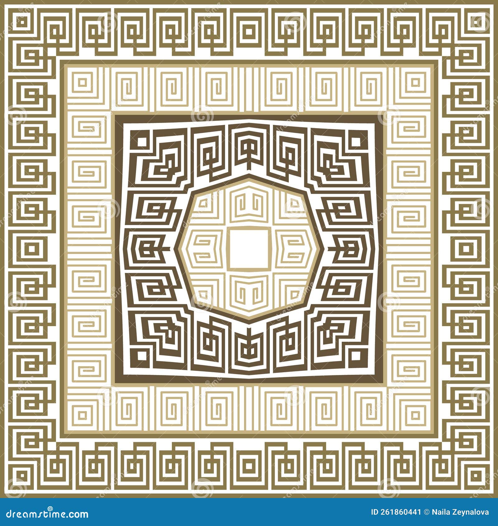 Seamless Square Greek Pattern with Frame. Ornamental Background. Vector ...