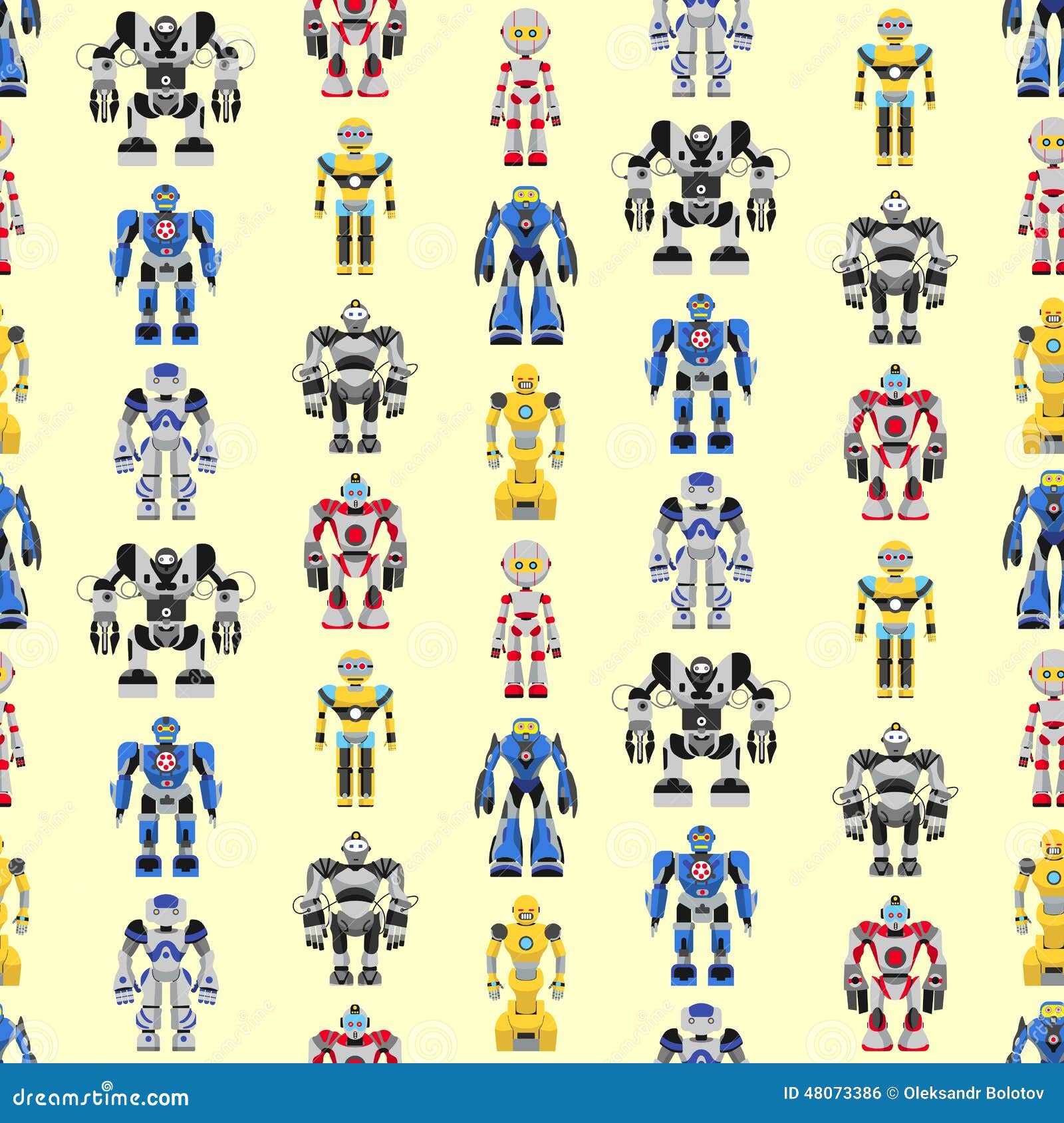 Seamless Square Robots Pattern Stock Vector - Illustration of cute ...
