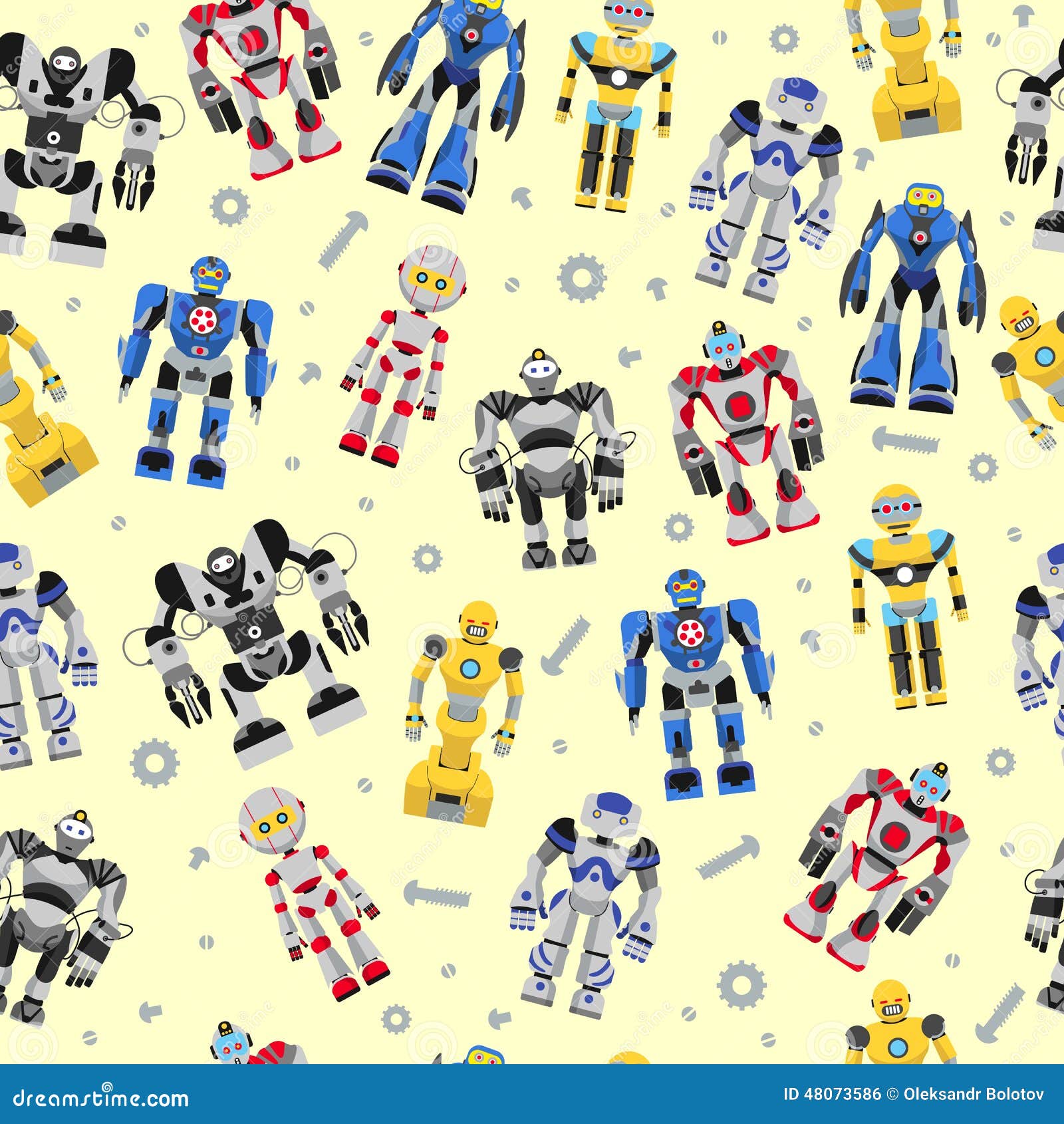 Seamless Square Robots Pattern Stock Vector - Illustration of paper ...