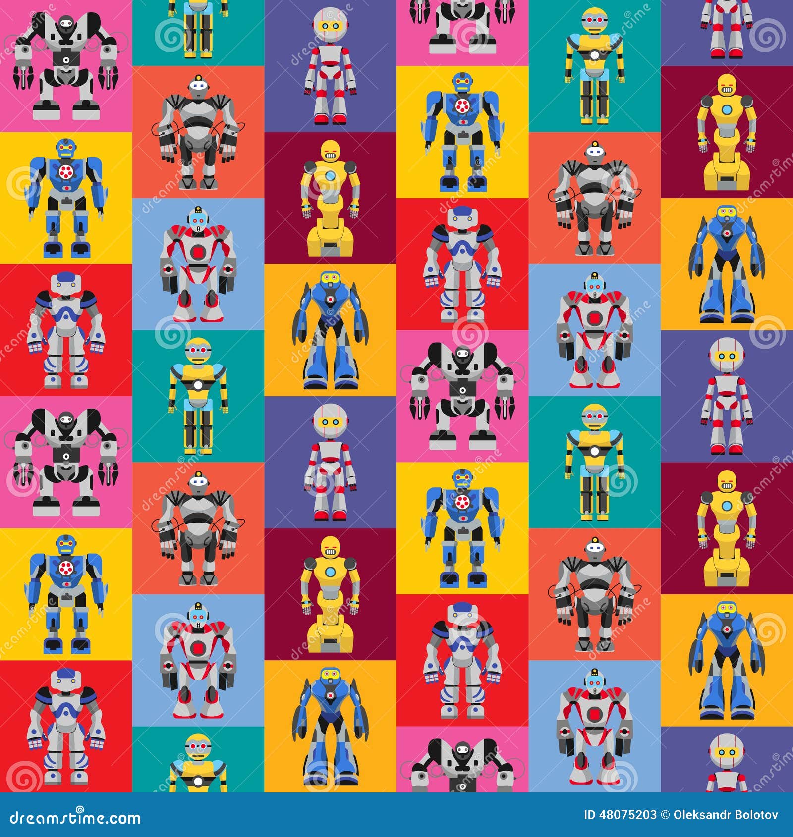 Seamless Square Robots Pattern Stock Vector - Illustration of alien ...