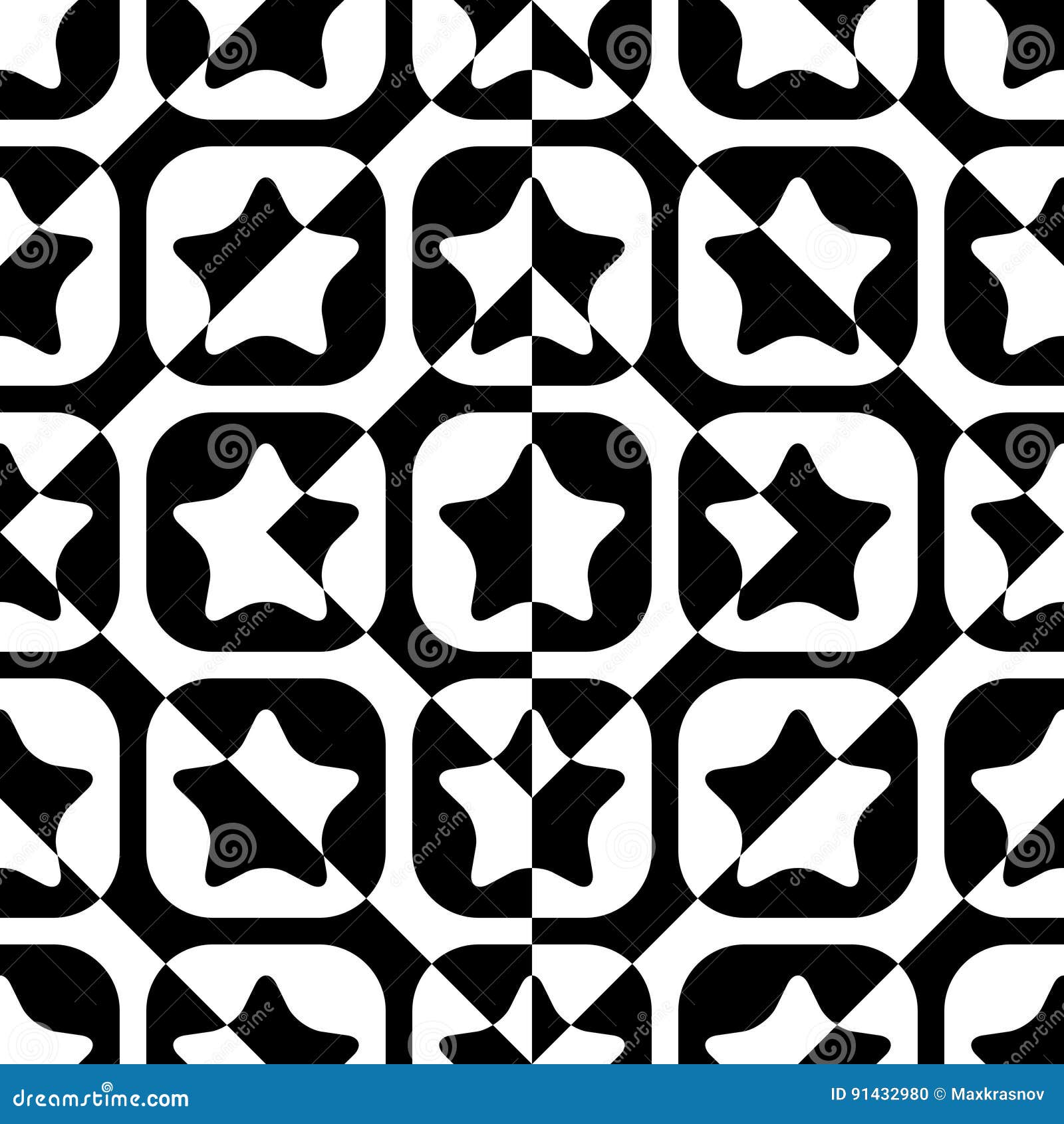 Seamless Square and Star Pattern Stock Vector - Illustration of ...