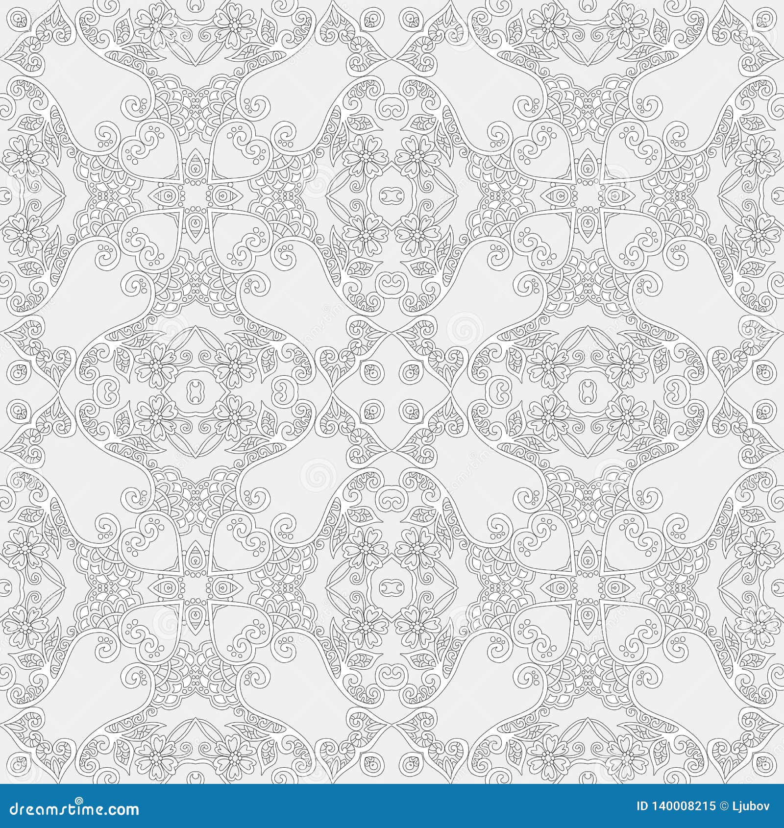 Seamless Square Stylized Lace Pattern with Leaves and Flowers Stock ...