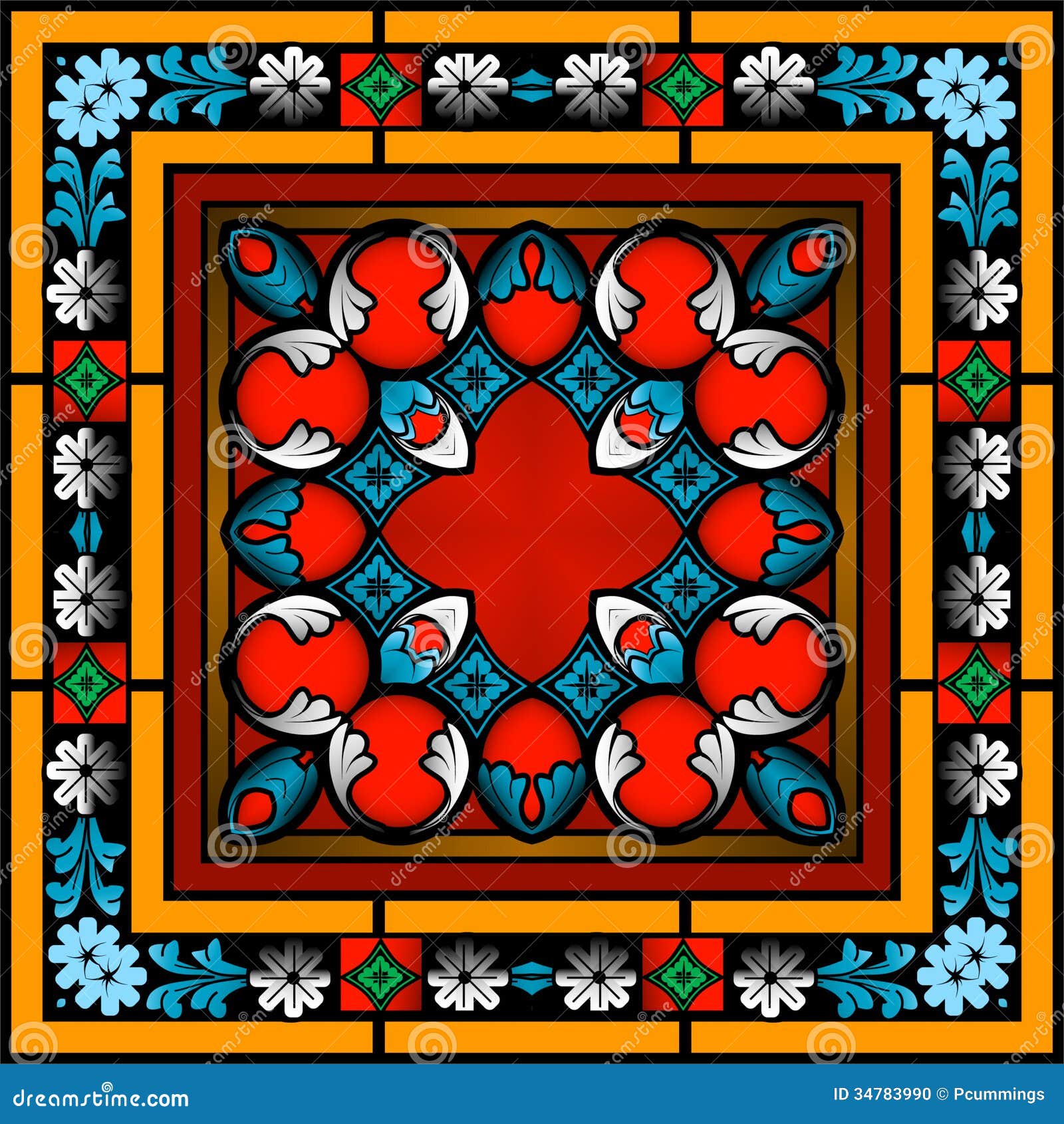 Seamless Stained Glass Patterned Window Stock Illustration ...
