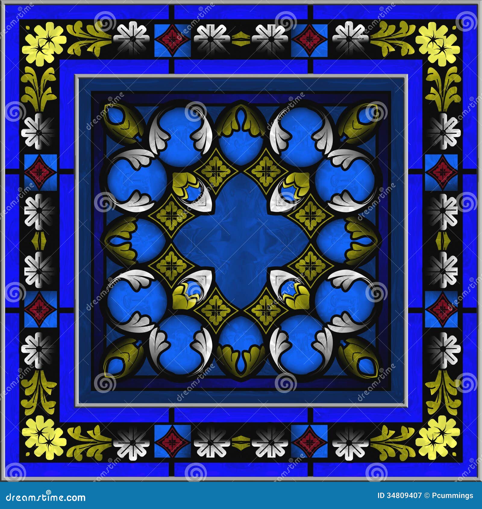 Seamless Stained Glass Patterned Window Stock Illustration ...