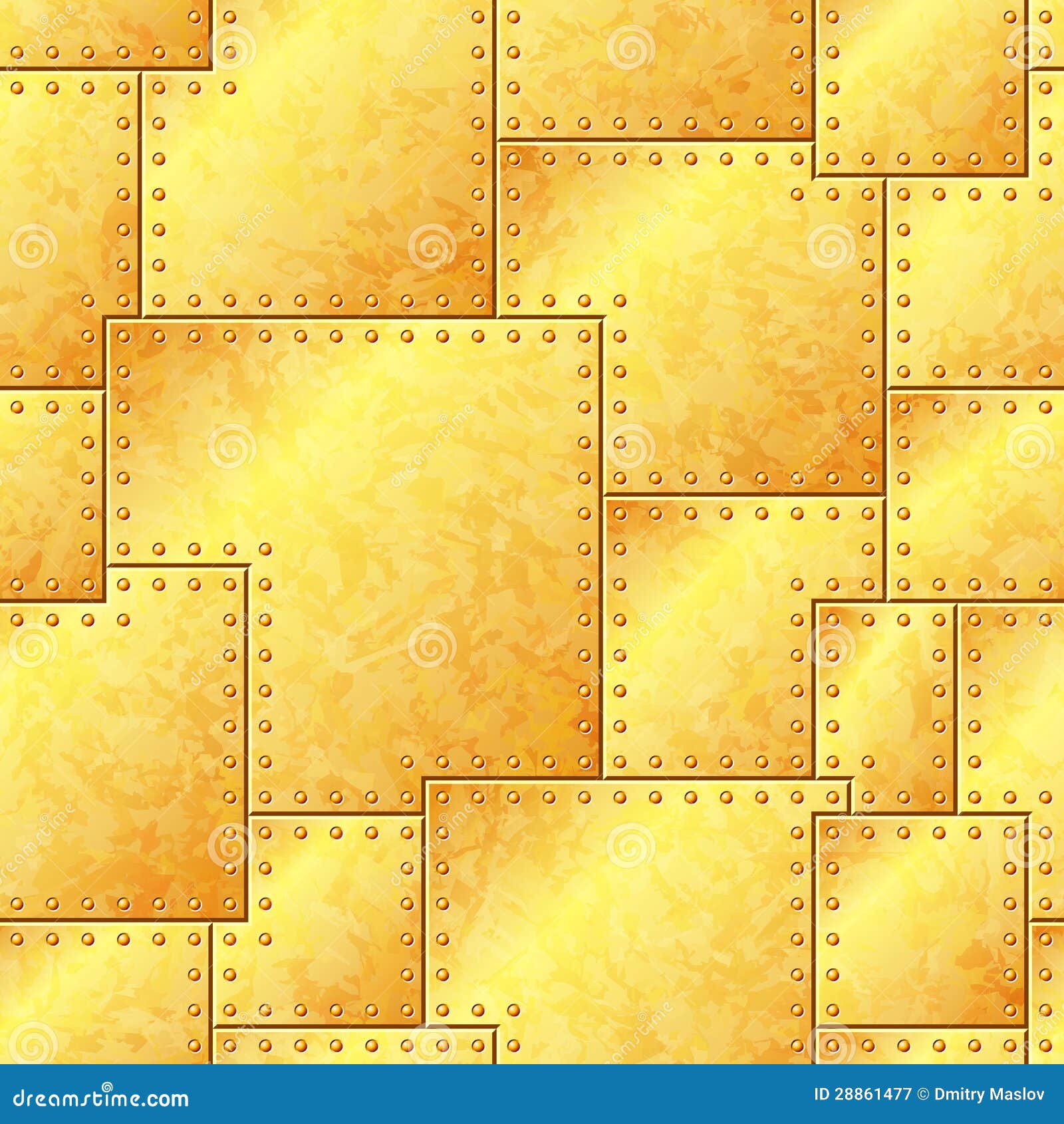 Seamless Stained Gold Riveted Plate Background Stock Vector ...