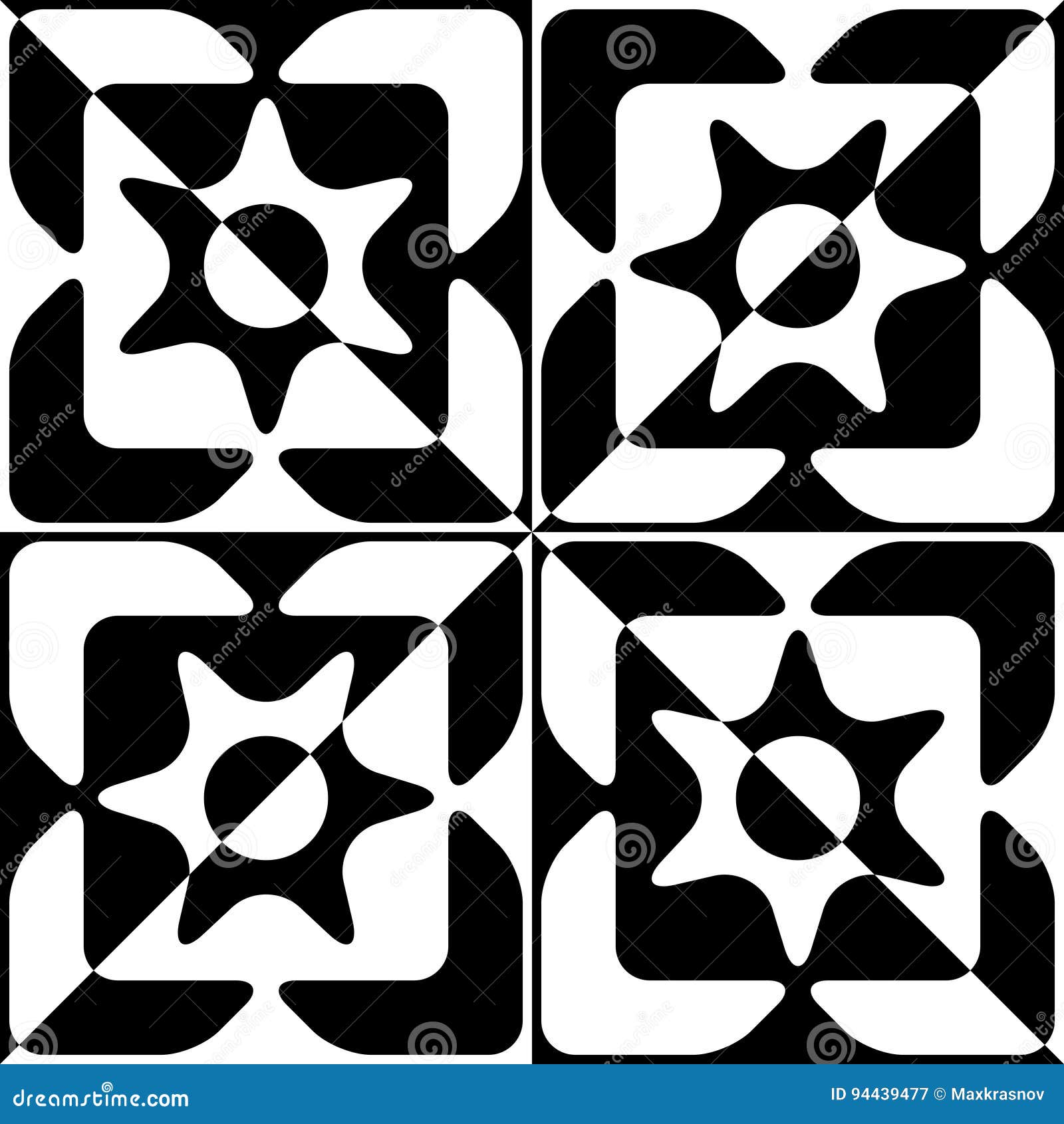 Seamless Star, Circle and Square Pattern Stock Vector - Illustration of ...