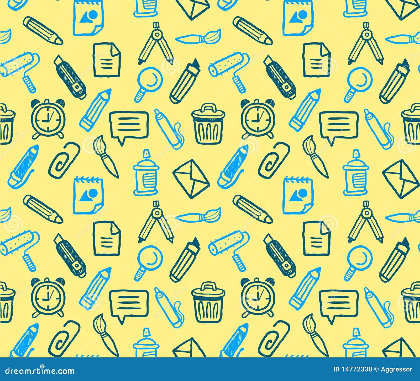 Seamless Stationery Pattern Stock Vector - Illustration of isolated ...