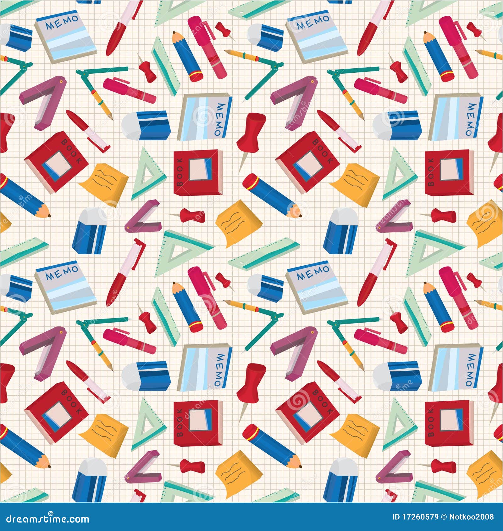 Seamless Stationery Pattern Stock Vector - Illustration of graffiti ...