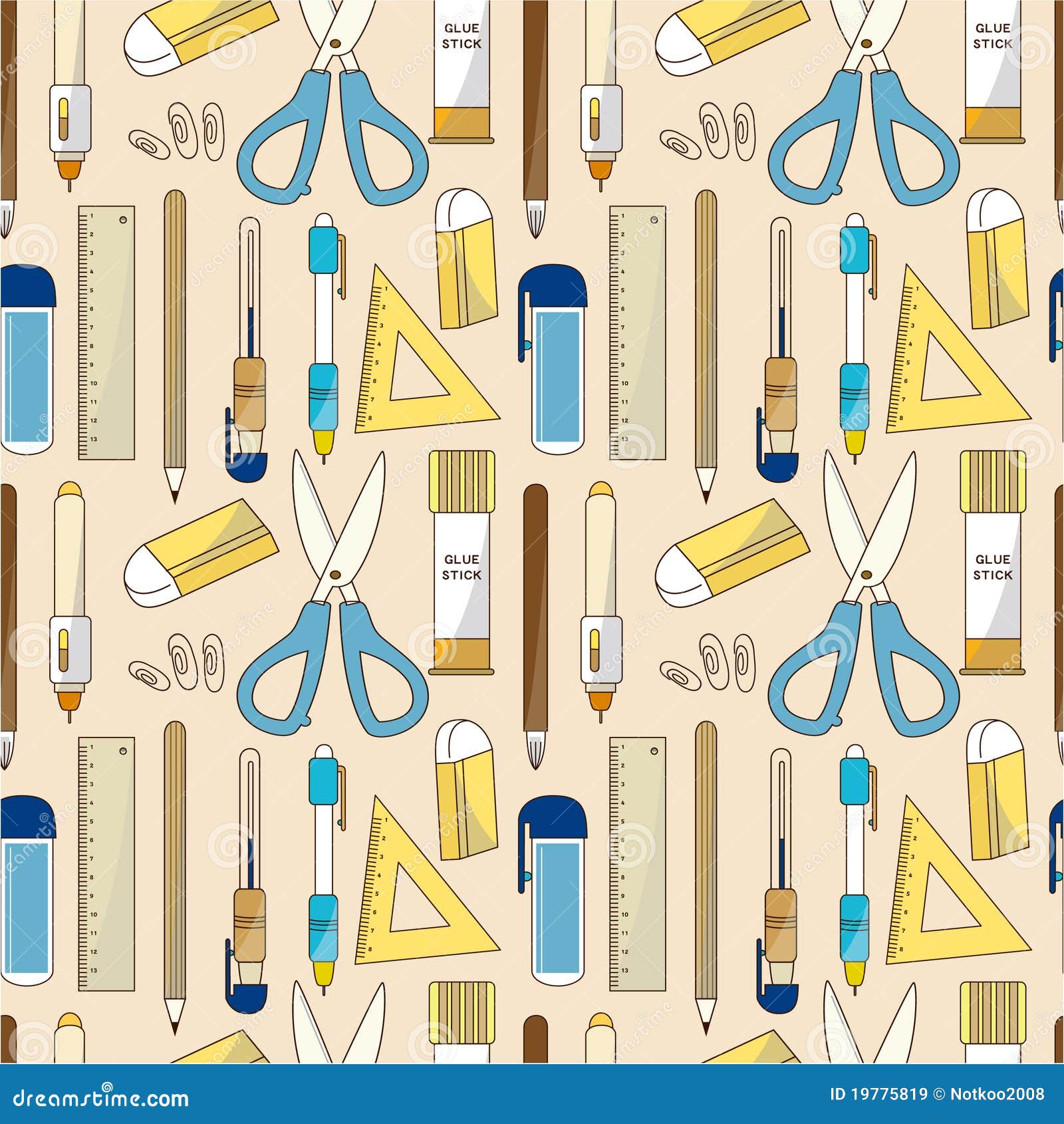 Seamless Stationery Pattern Stock Vector - Illustration of pattern ...