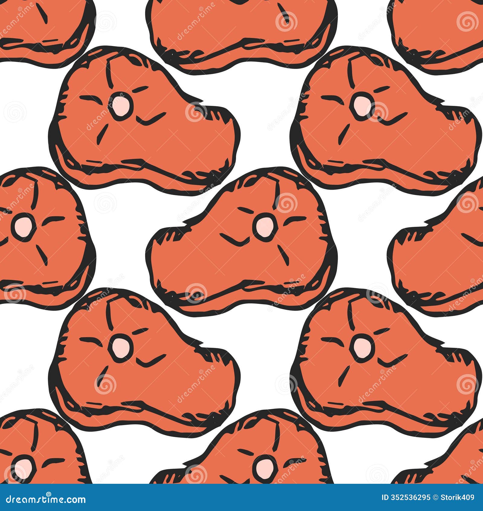 Seamless Steak Pattern. Drawn Meat Background Stock Illustration ...
