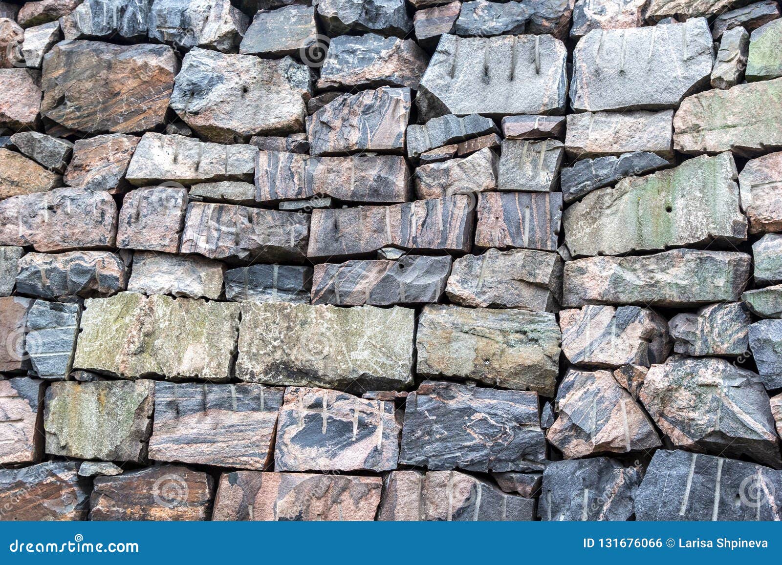 Seamless Stone Masonry Rectangular Granite Rocks Red and Gray Shades ...