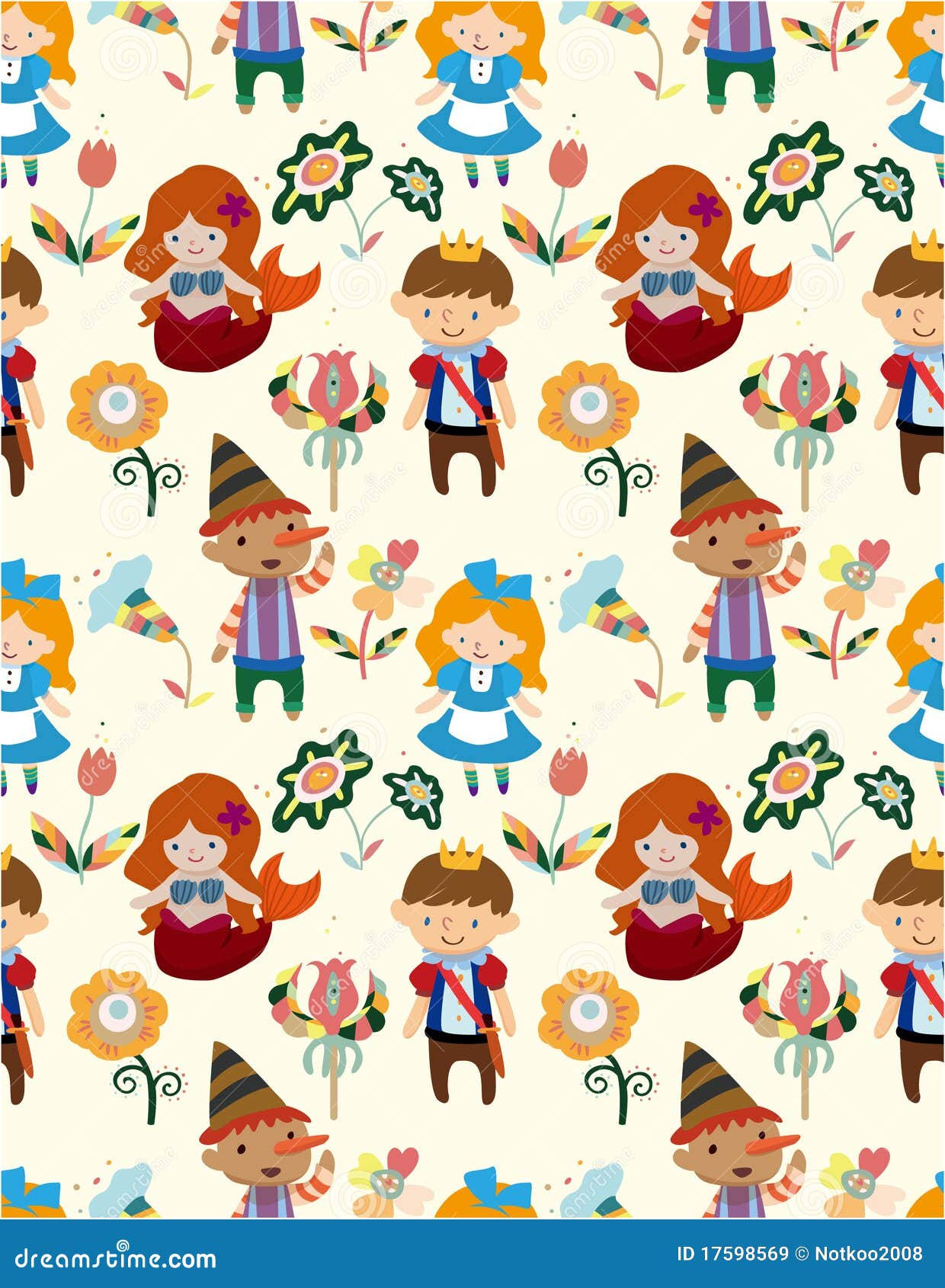 Seamless Story People Pattern Stock Vector - Illustration of fairy ...
