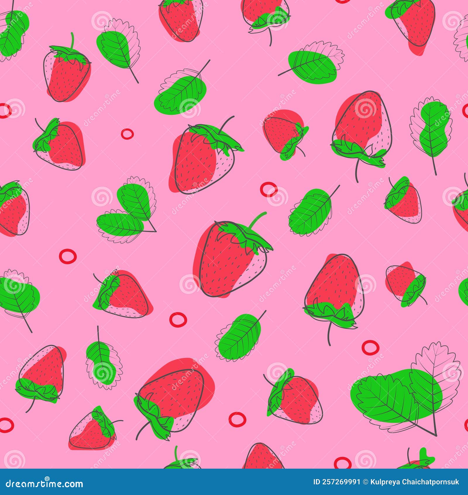 Draw a Line Seamless Pattern Strawberry Consists of Strawberry Balls of ...