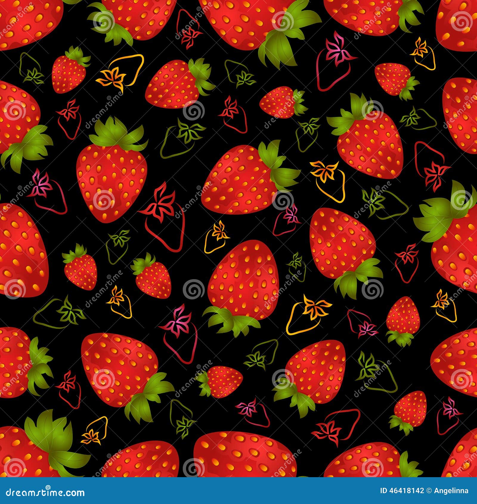 Seamless Strawberry Fruit Skin Pattern Background. Vector Illustration ...