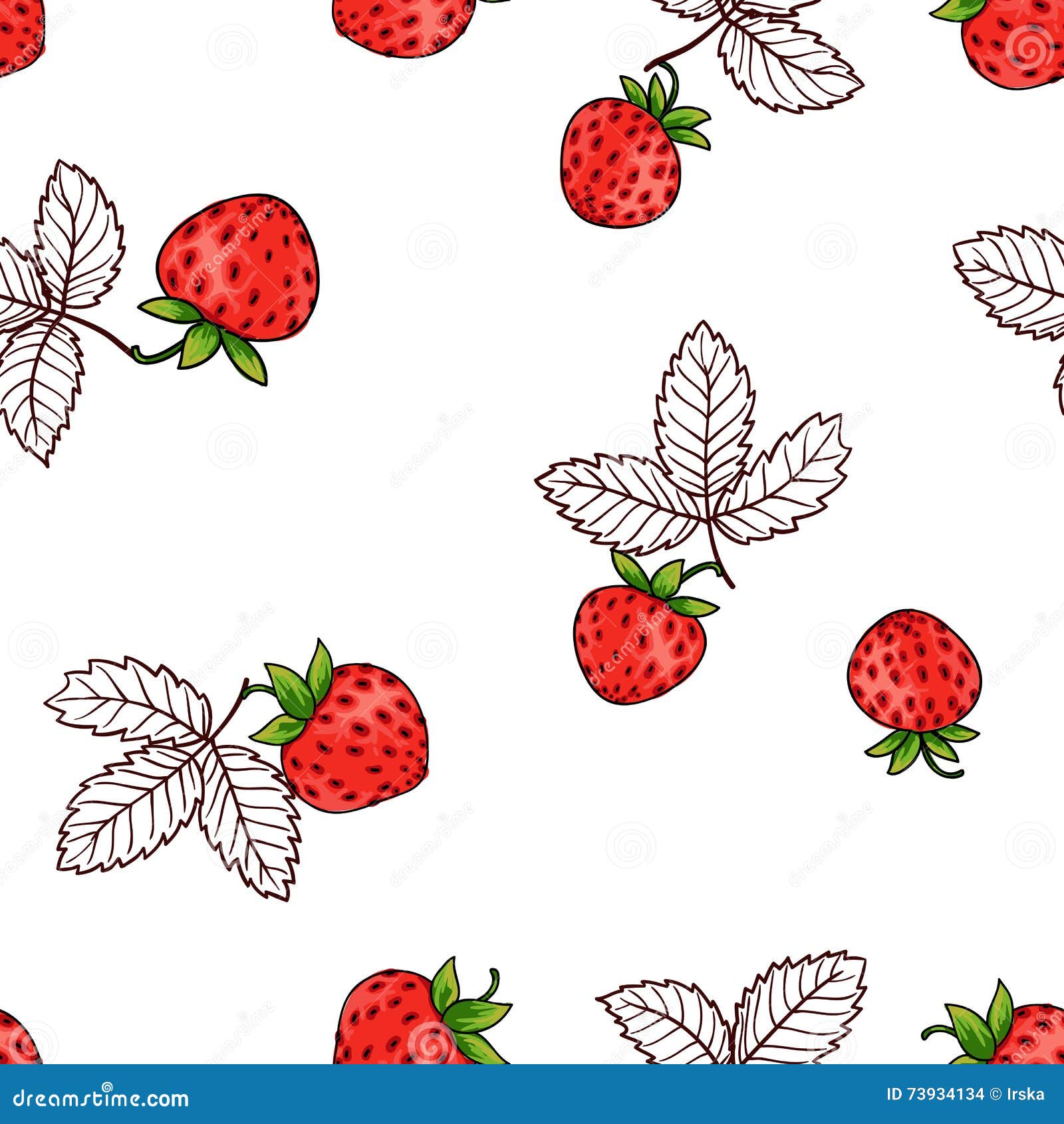 Seamless Strawberry Pattern on White Background Stock Vector ...